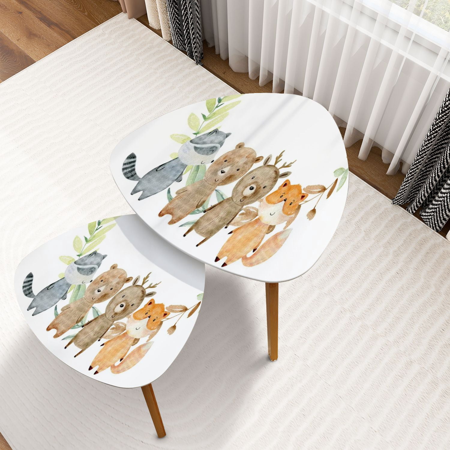 Triangle Nesting Coffee Table Set of 2 Watercolor forest seamless ...