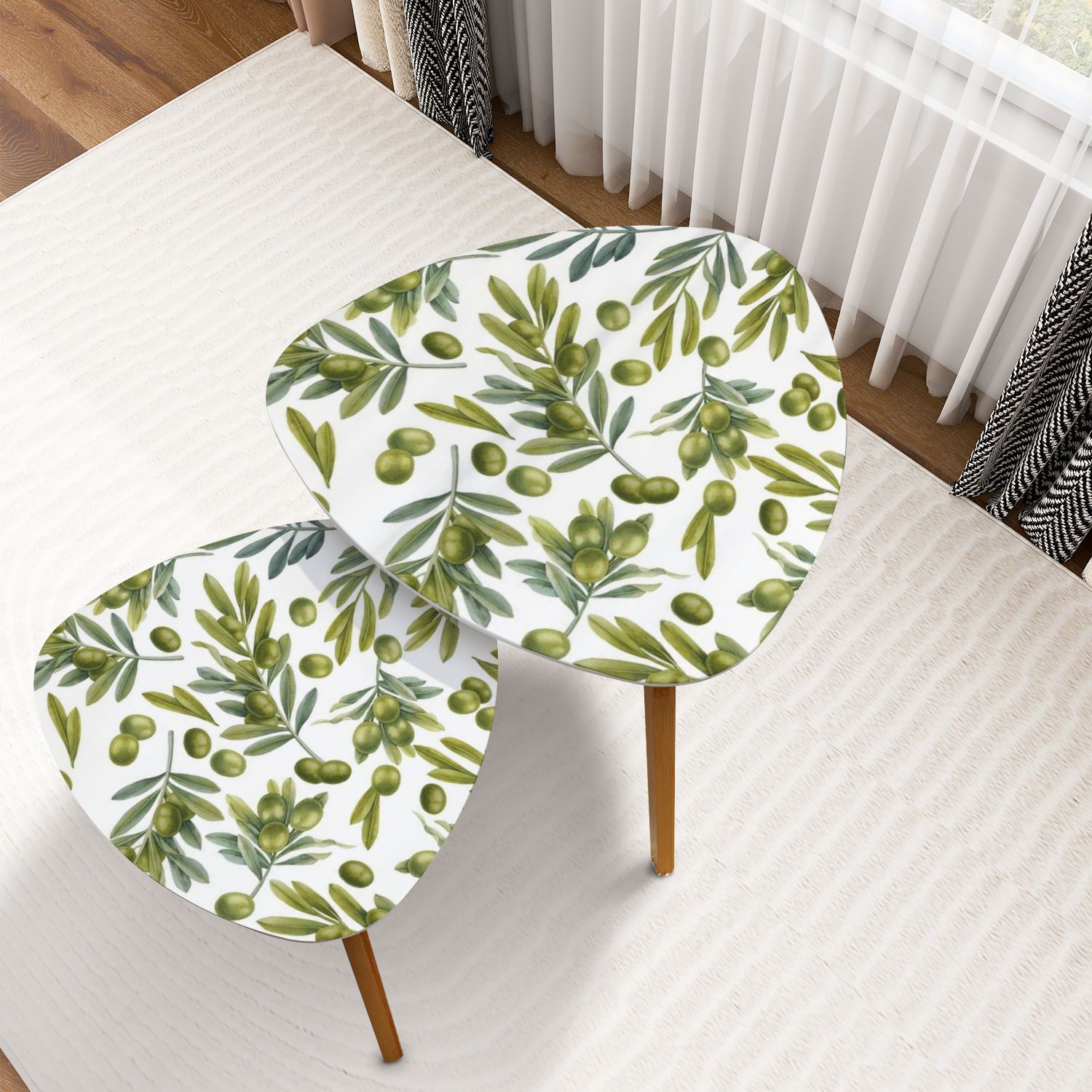 Triangle Nesting Coffee Table Set of 2 Watercolor olive seamless ...