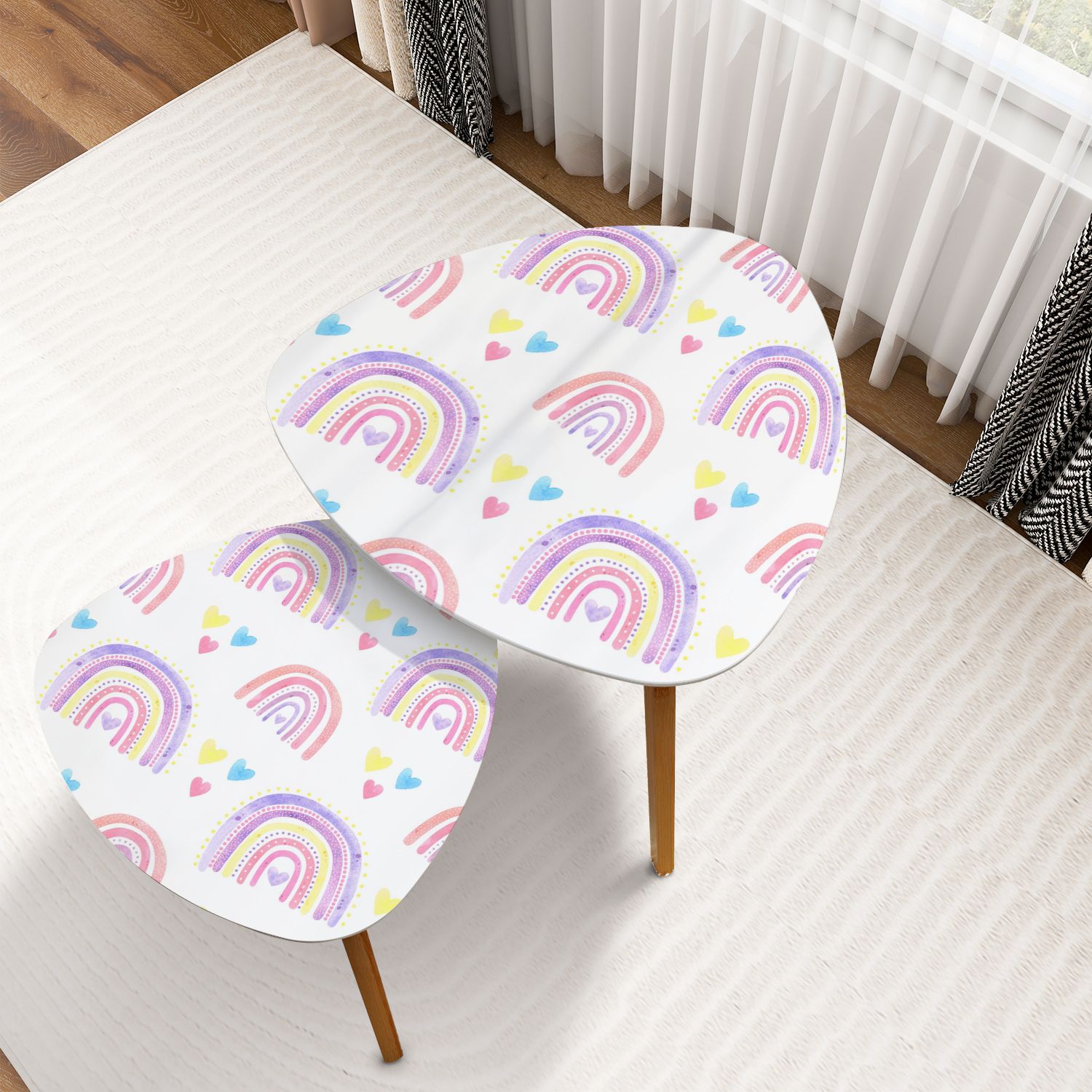 Triangle Nesting Coffee Table Set of 2 Watercolor seamless pattern cute ...