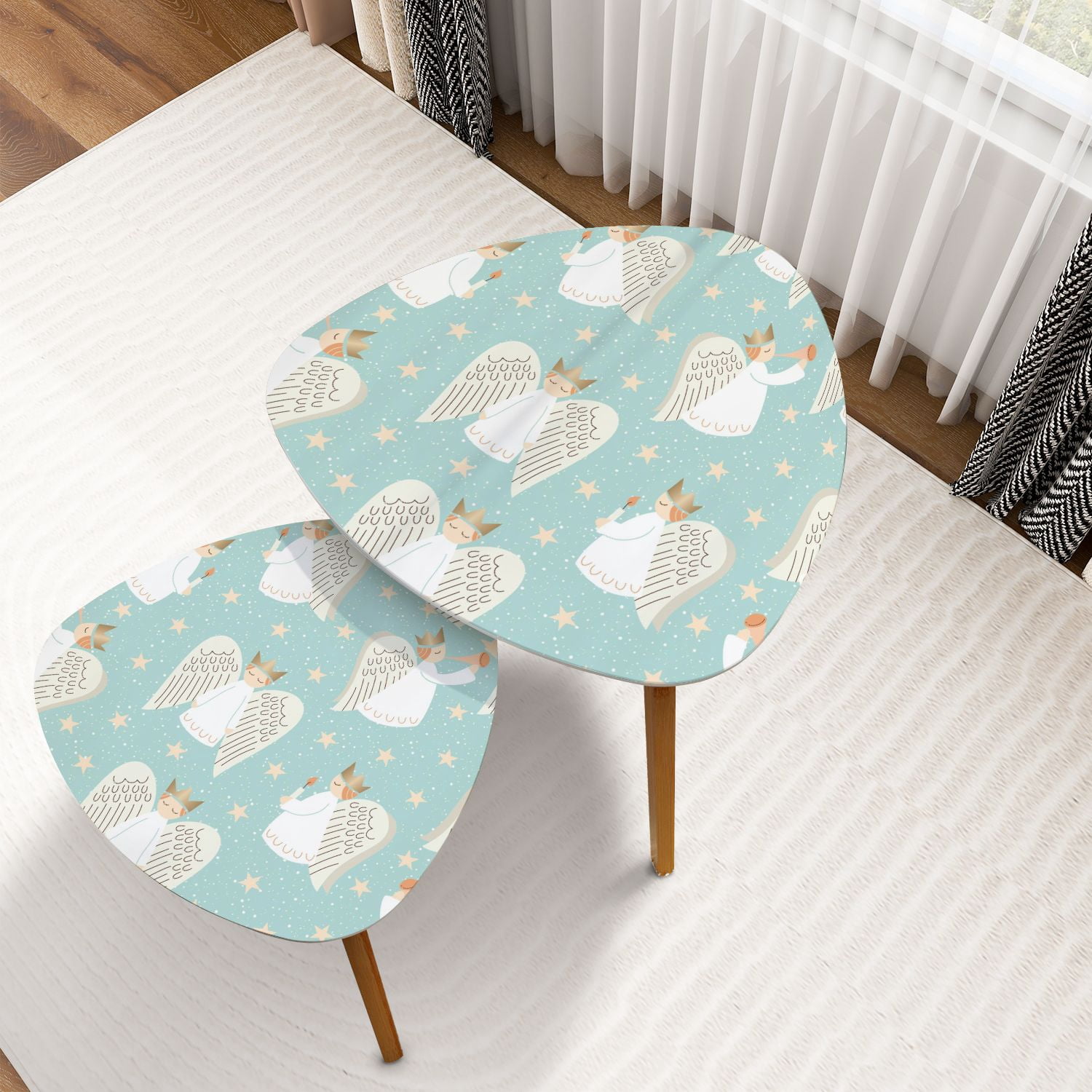 Triangle Nesting Coffee Table Set of 2 Whimsical Christmas Holiday ...