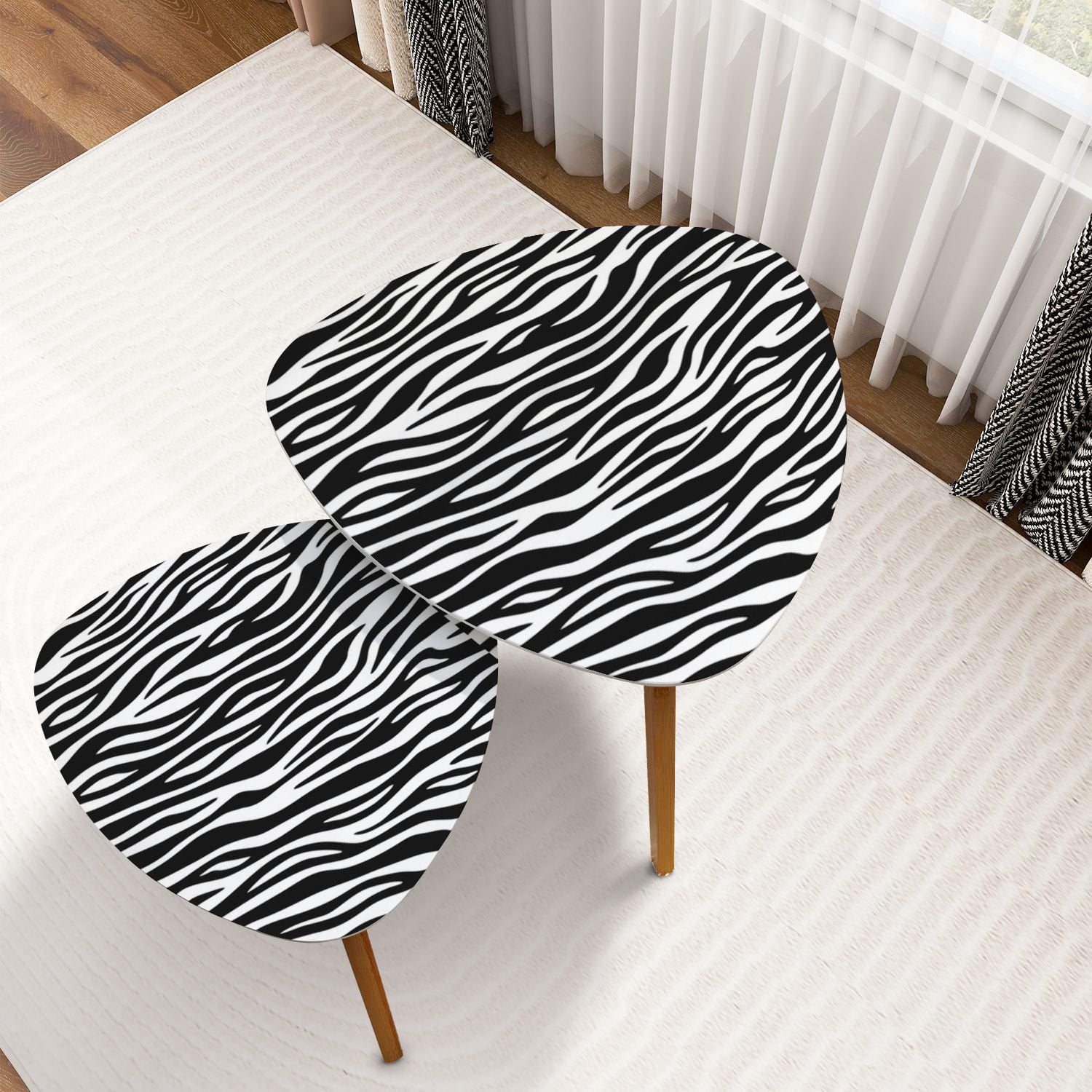Triangle Nesting Coffee Table Set of 2 Zebra skin stripes pattern ...