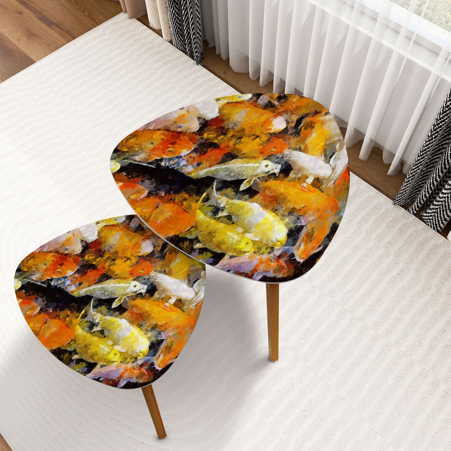 Triangle Nesting Coffee Table Set of 2 abstract modern oil painting ...
