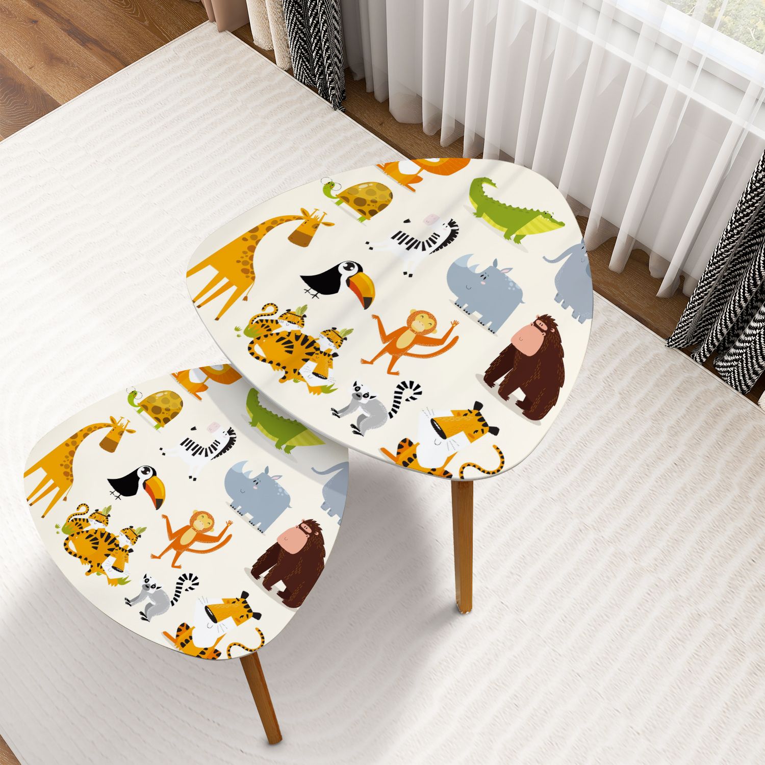 Triangle Nesting Coffee Table Set of 2 animals set animals Wild animals ...