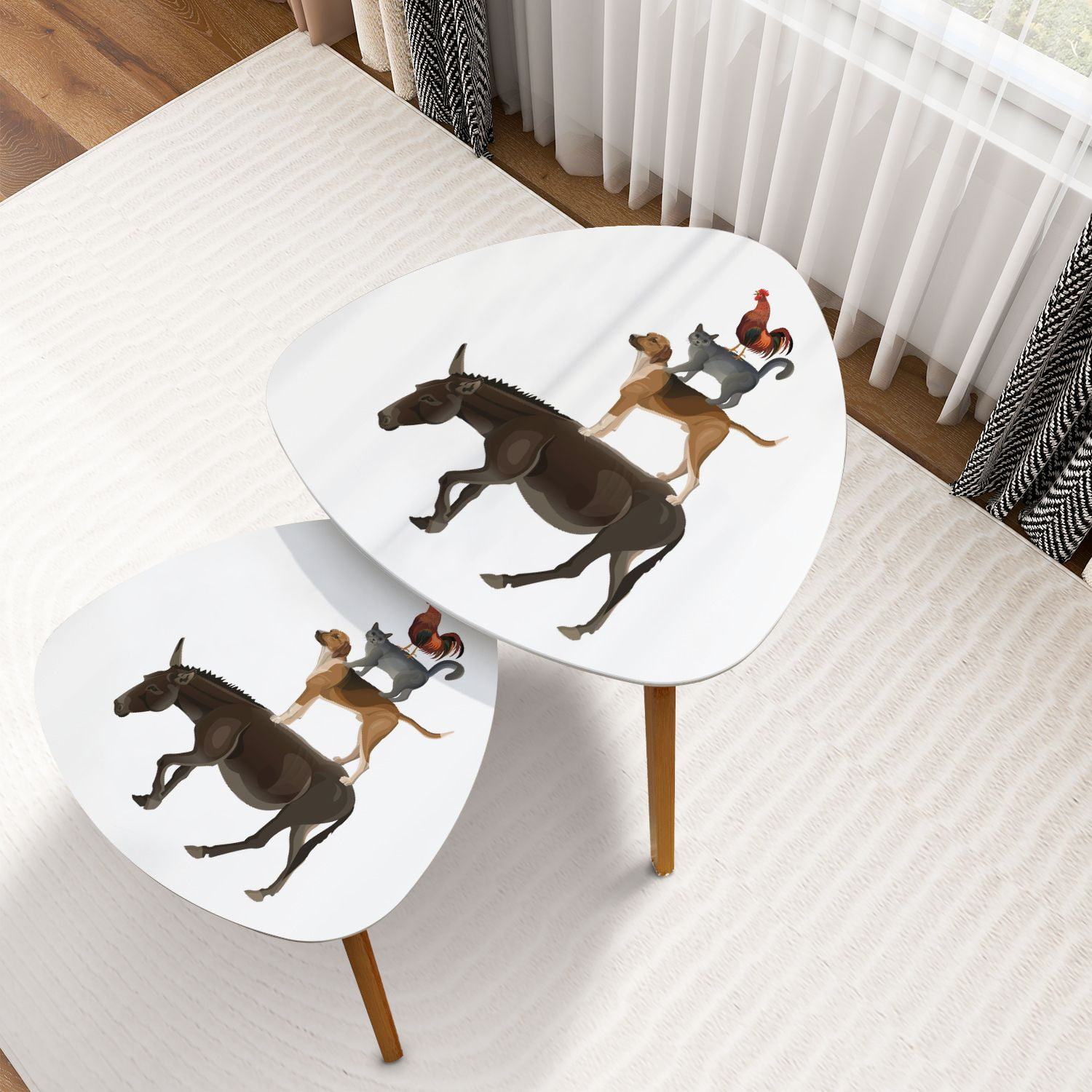 Triangle Nesting Coffee Table Set of 2 bremen town musicians animal ...