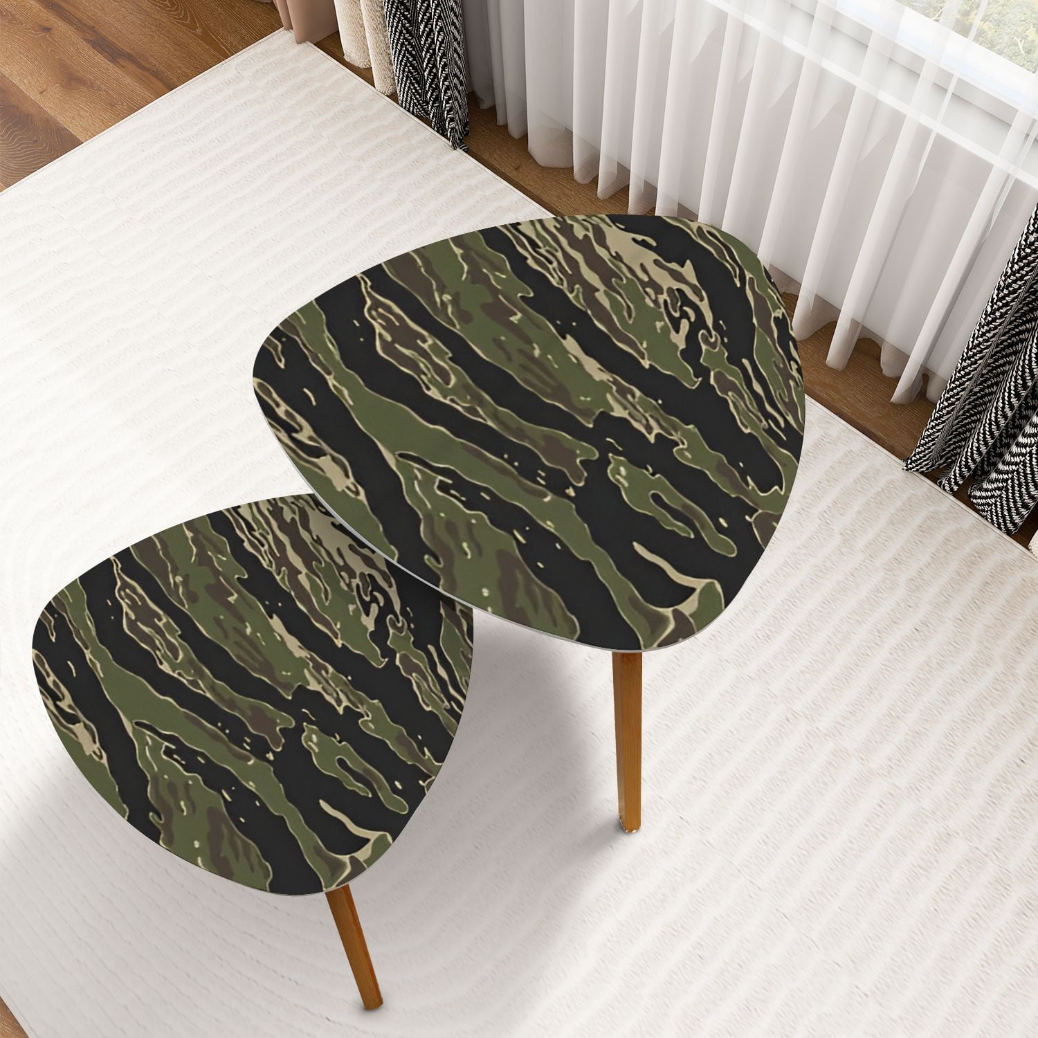Triangle Nesting Coffee Table Set of 2 camouflage pattern modern trendy ...