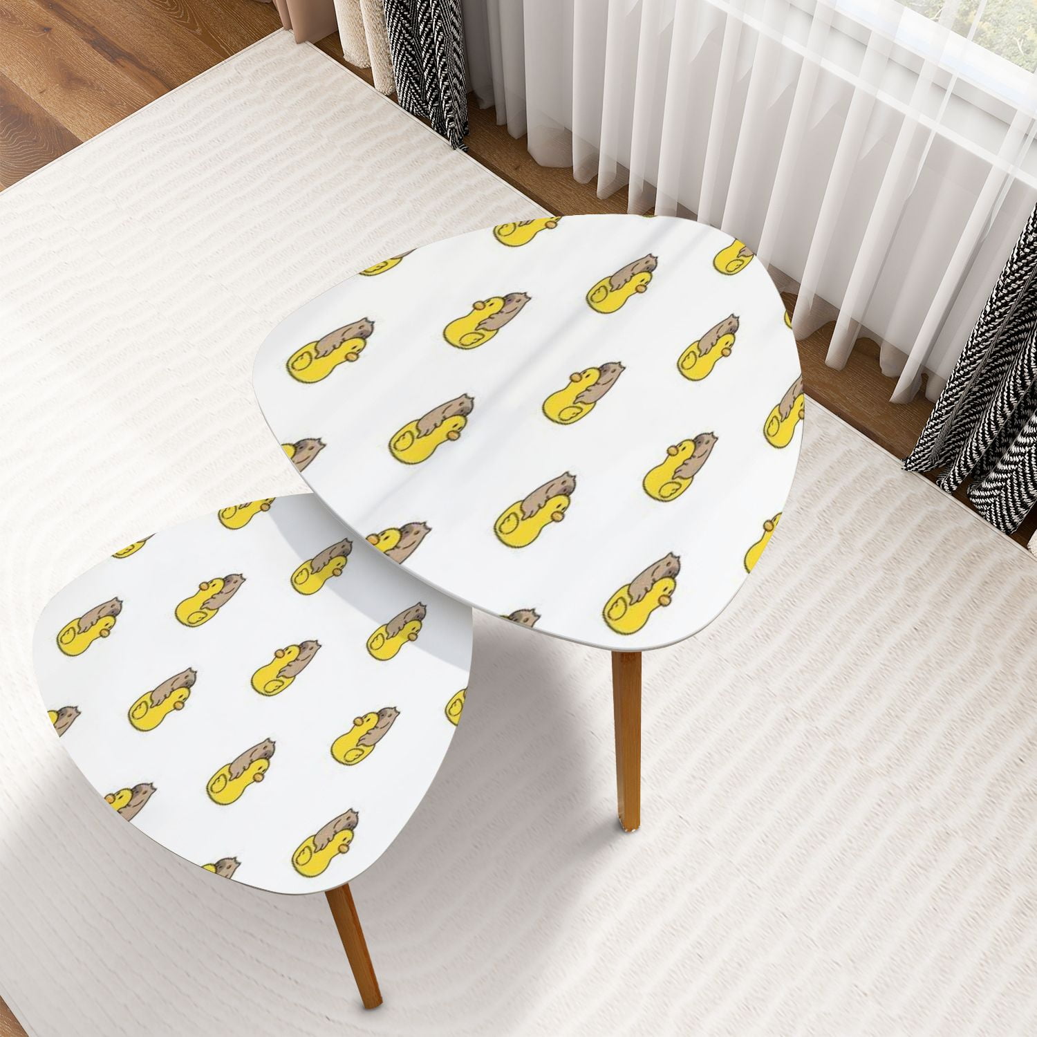 Triangle Nesting Coffee Table Set of 2 capybara seamless pattern duck ...