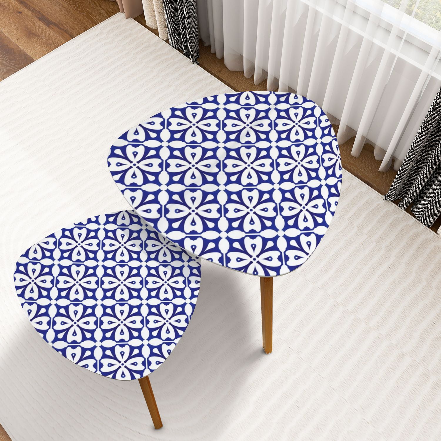 Triangle Nesting Coffee Table Set of 2 ceramic tile pattern Seamless ...