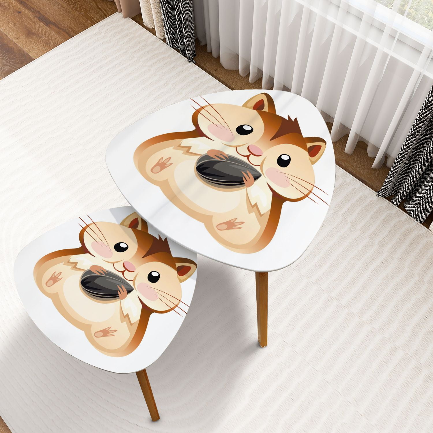 Triangle Nesting Coffee Table Set of 2 cute hamster sit holding ...