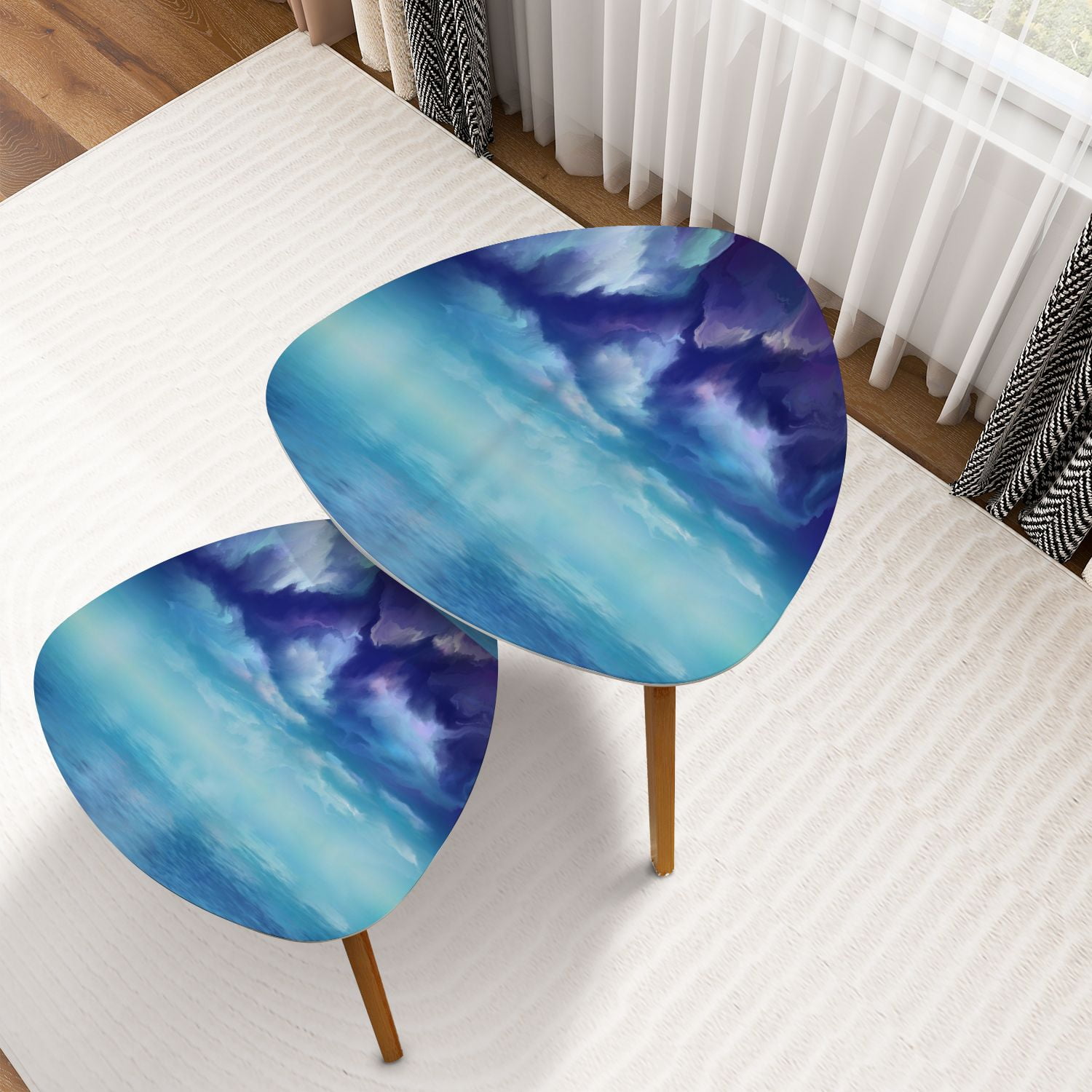 Triangle Nesting Coffee Table Set of 2 dreamlike seascape dream ...