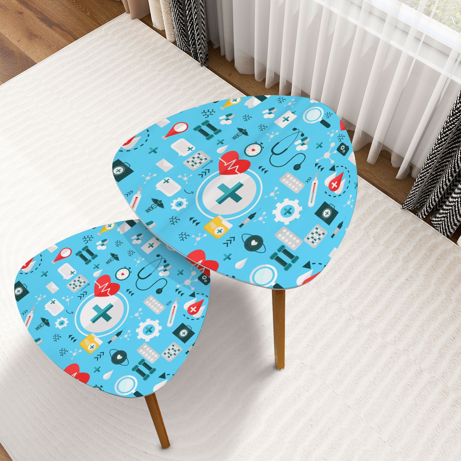 Triangle Nesting Coffee Table Set of 2 flat seamless texture pattern ...