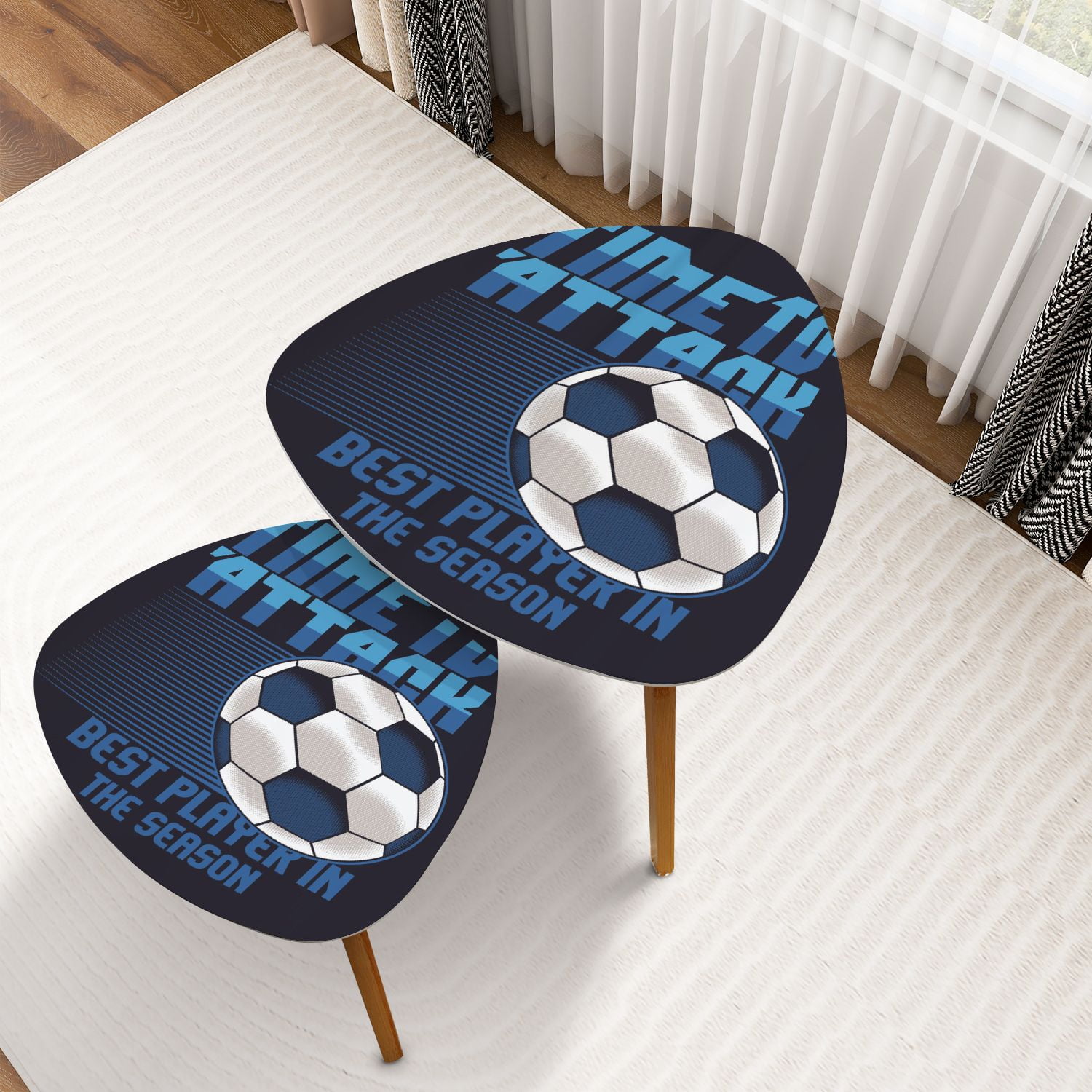 Triangle Nesting Coffee Table Set of 2 football teams tournaments championships soccer graphics ...