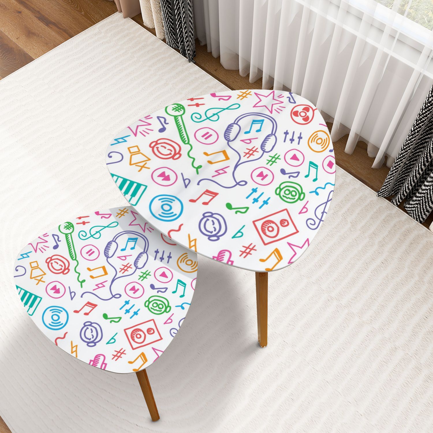 Triangle Nesting Coffee Table Set of 2 funny hand drawn seamless ...
