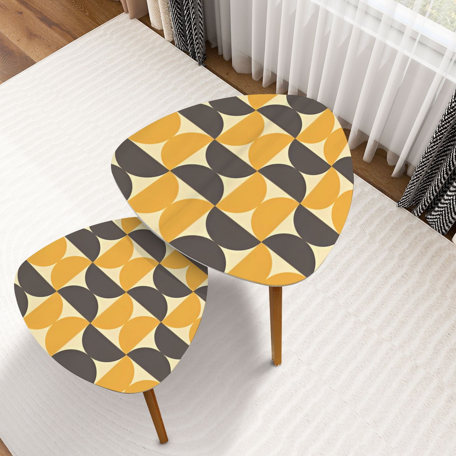 Triangle Nesting Coffee Table Set of 2 geometric mid century modern ...