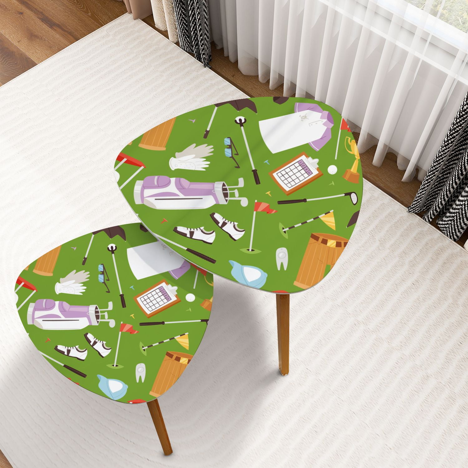 Triangle Nesting Coffee Table Set of 2 golfers sportswear golfball for ...