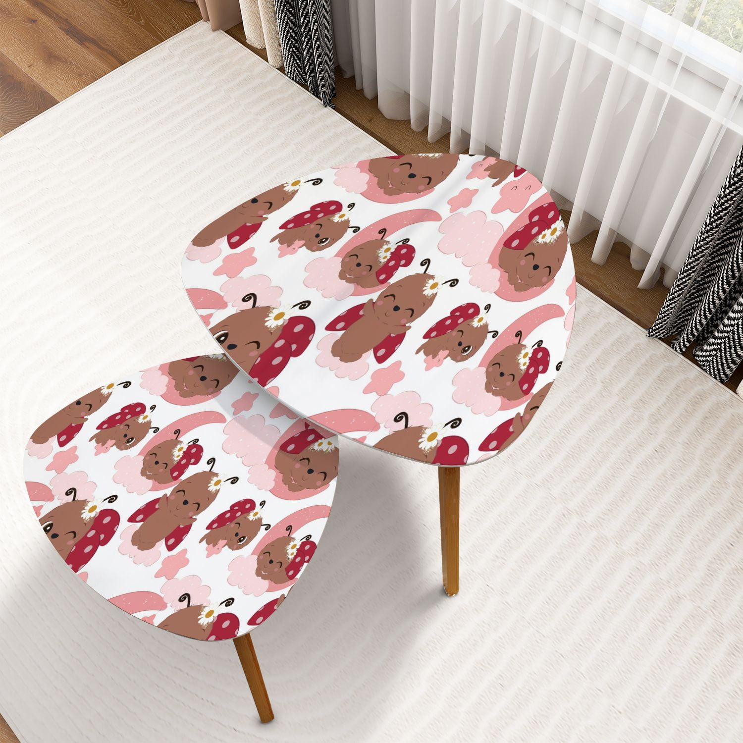 Triangle Nesting Coffee Table Set of 2 ladybug seamless pattern Great ...