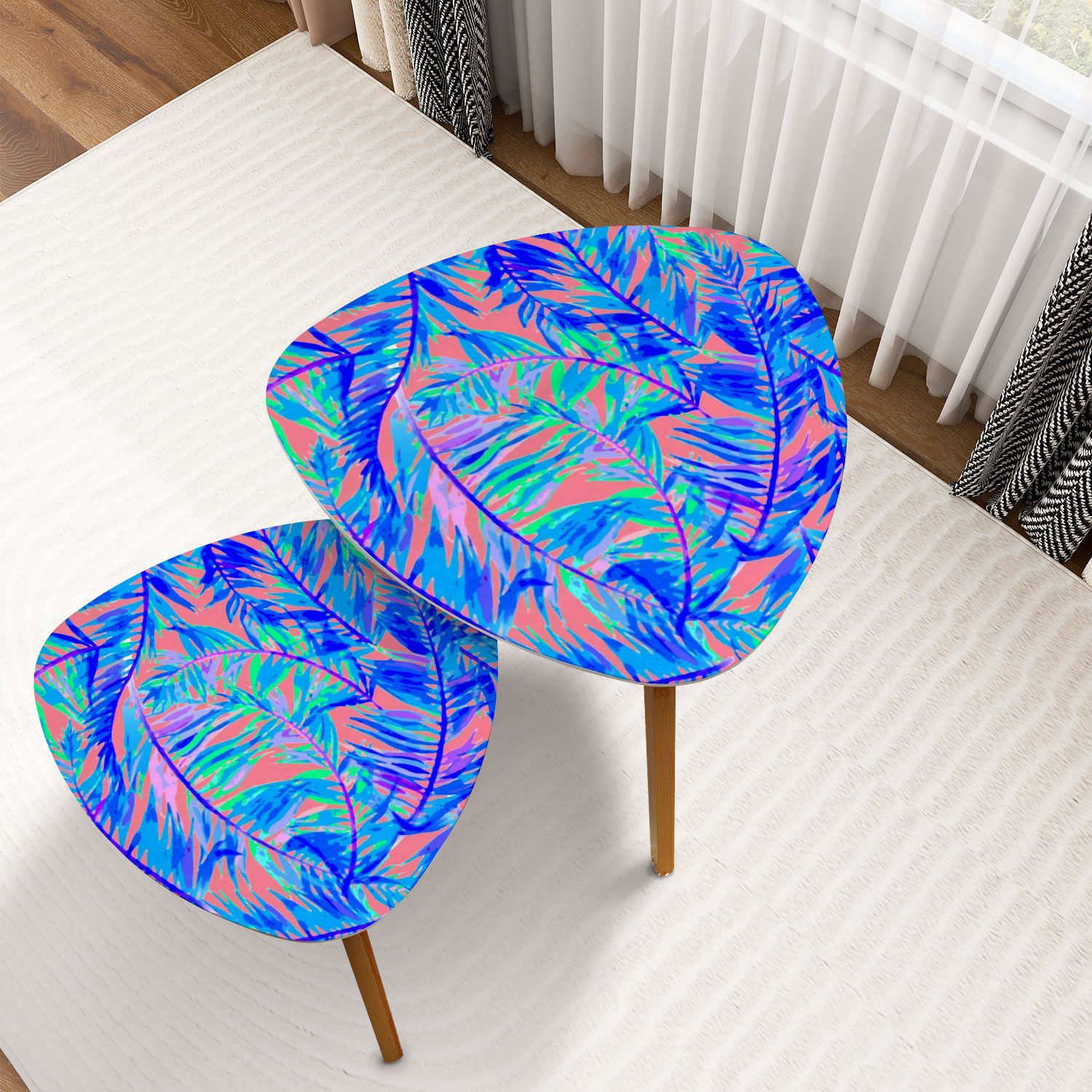 Triangle Nesting Coffee Table Set of 2 messy palm leaves seamless ...