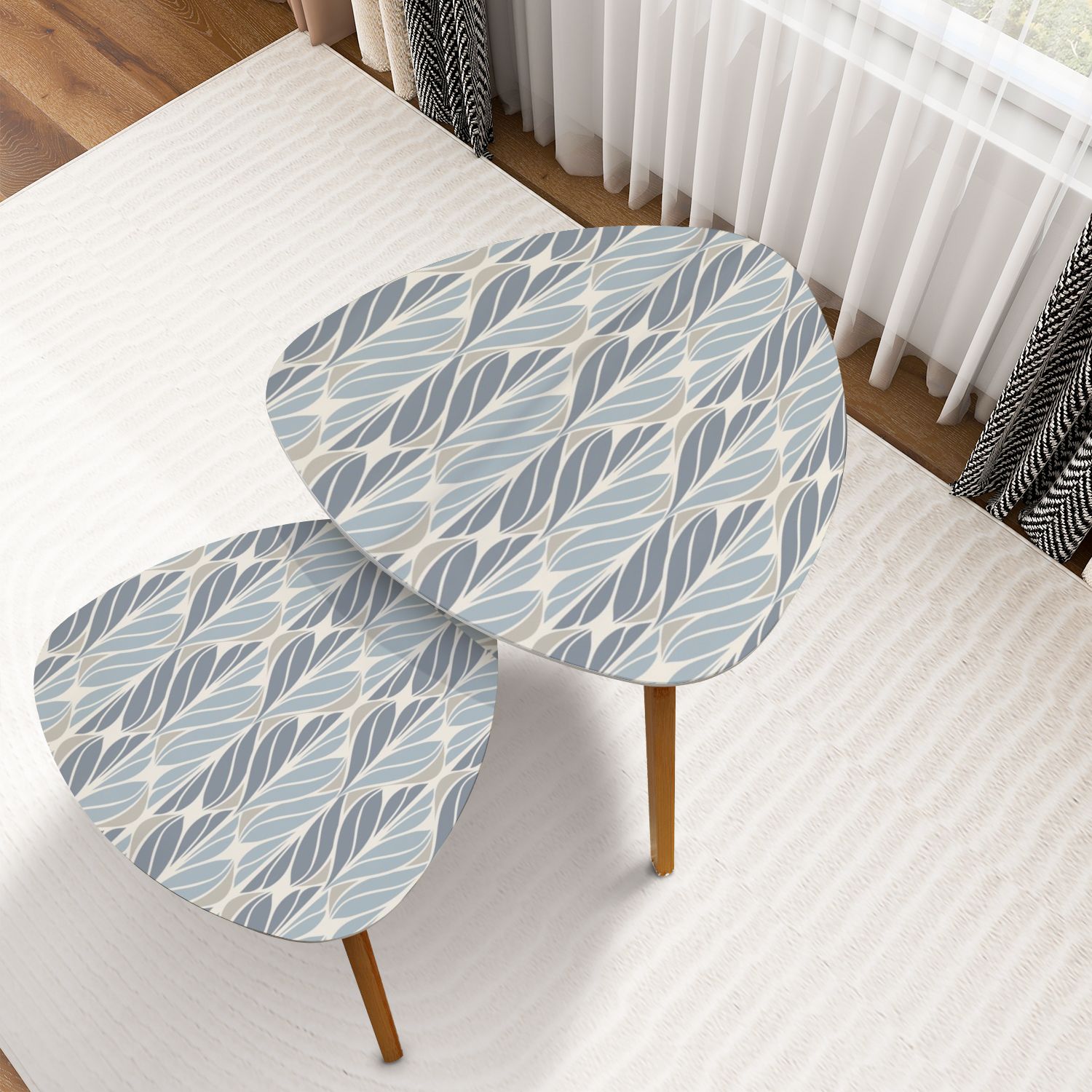 Triangle Nesting Coffee Table Set of 2 mid century retro abstract ...