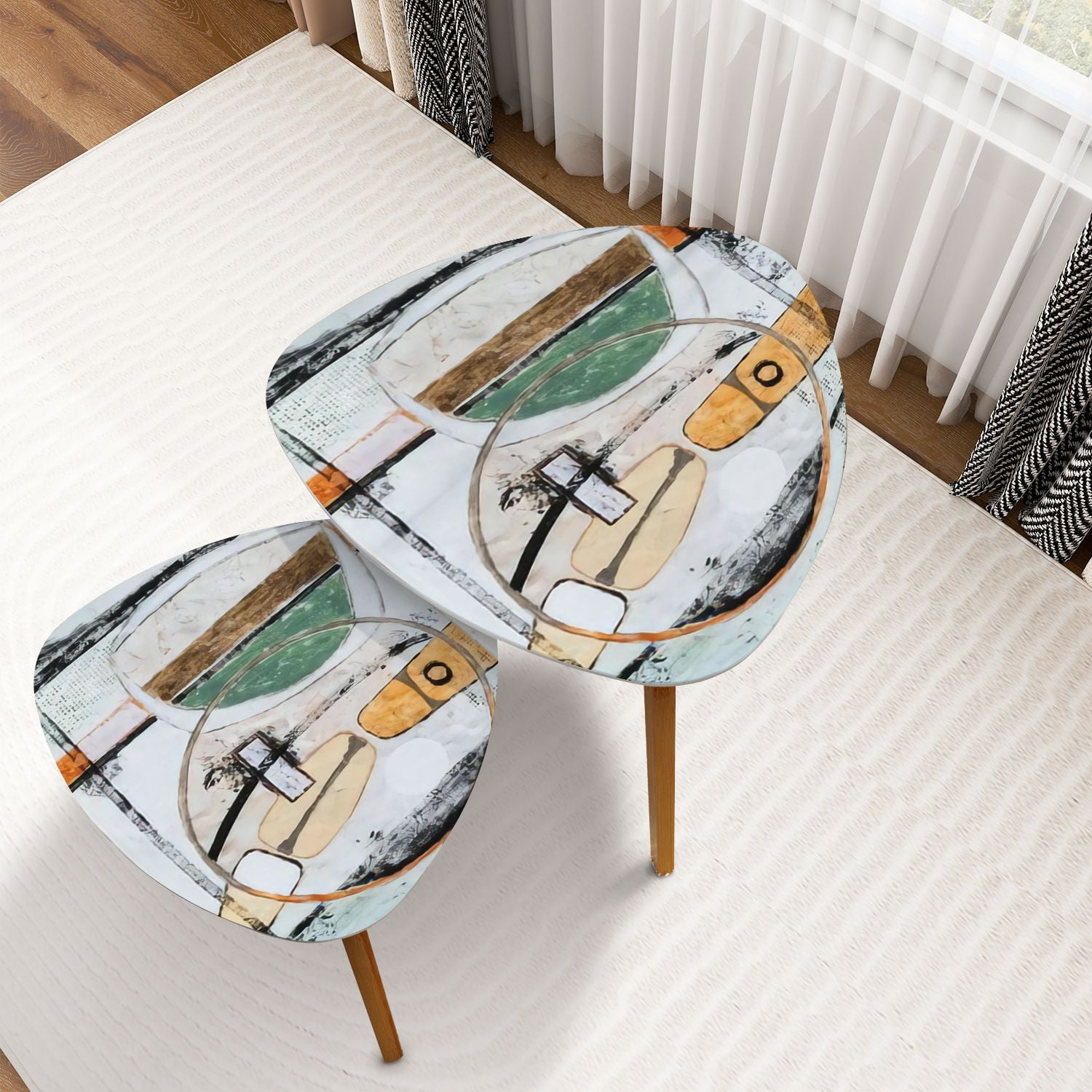 Triangle Nesting Coffee Table Set of 2 modernist abstract painting ...