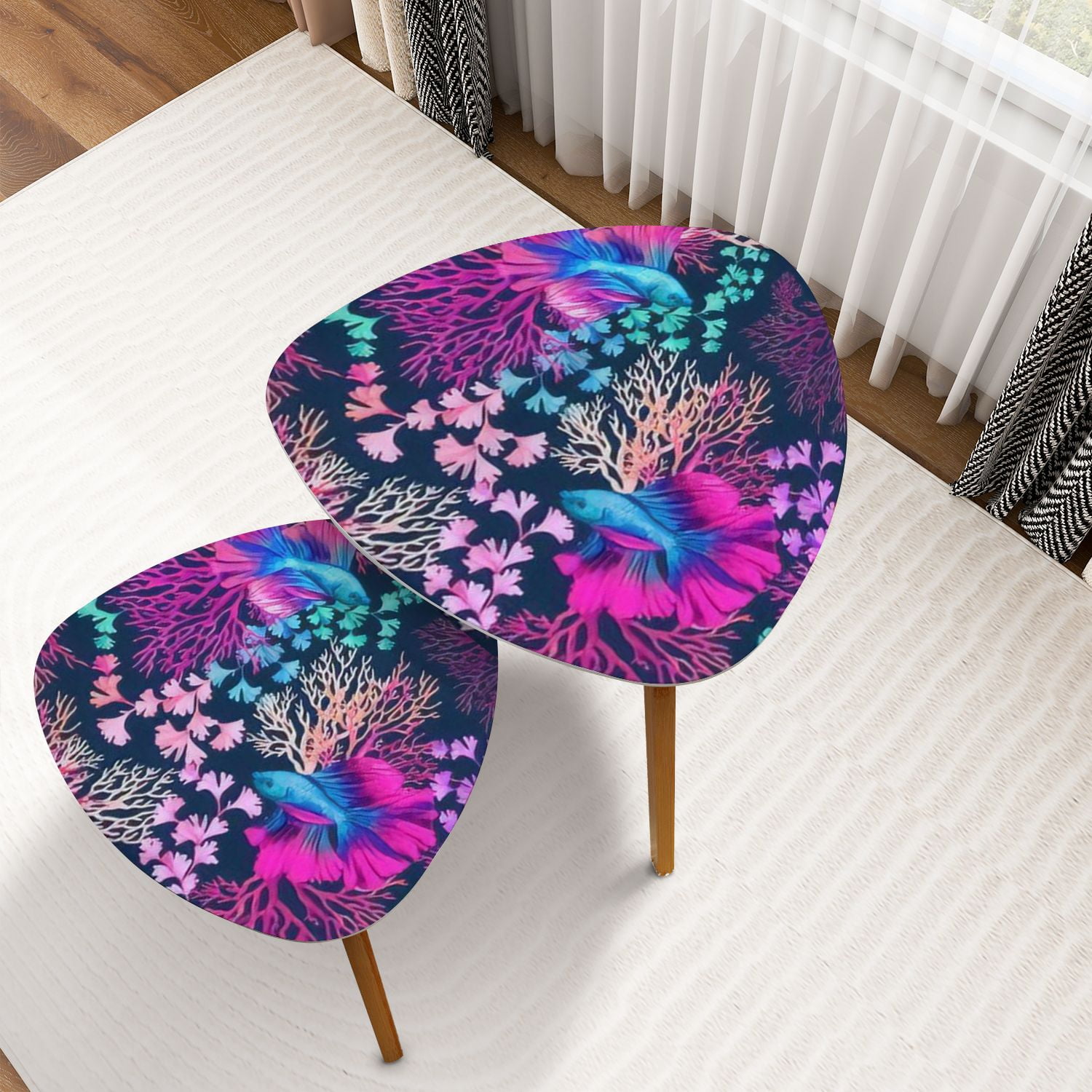 Triangle Nesting Coffee Table Set of 2 neon sea seamless pattern ...