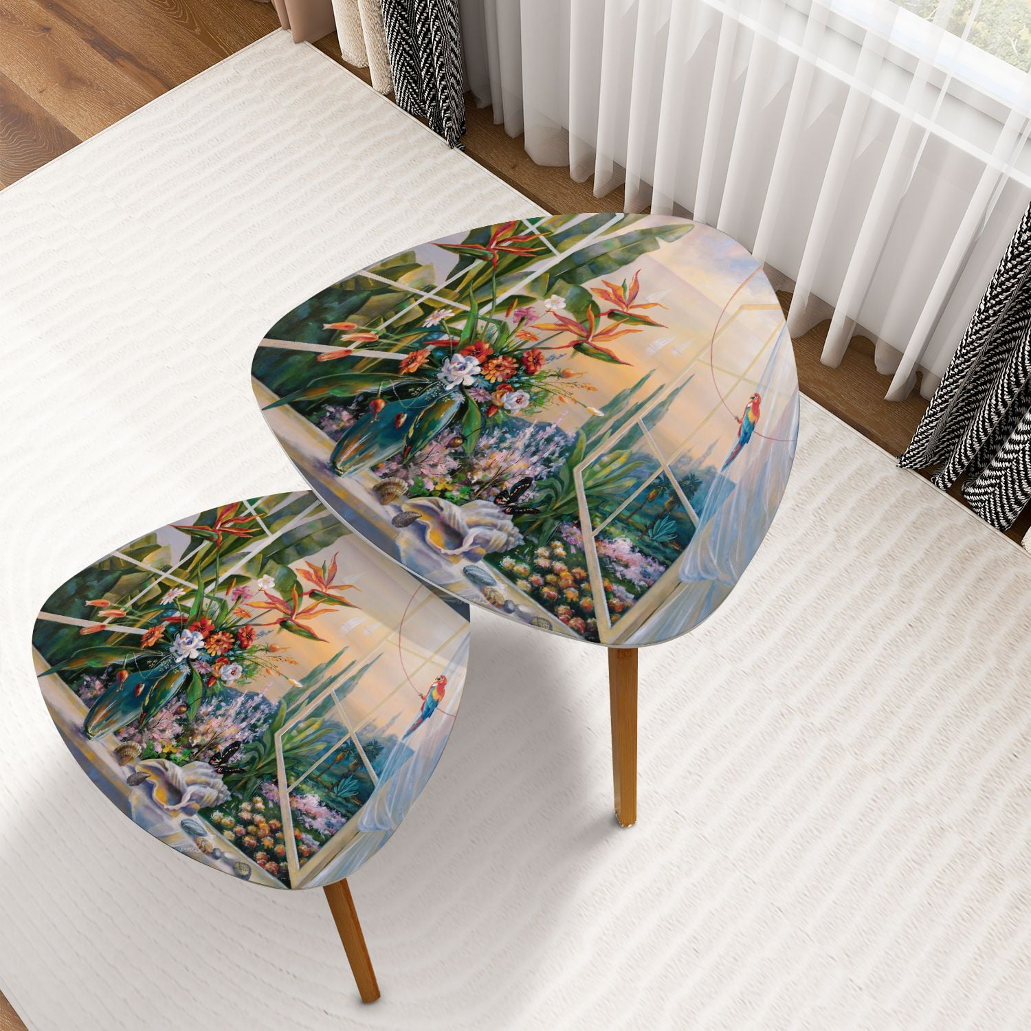 Triangle Nesting Coffee Table Set of 2 An oil painting canvas Spring ...