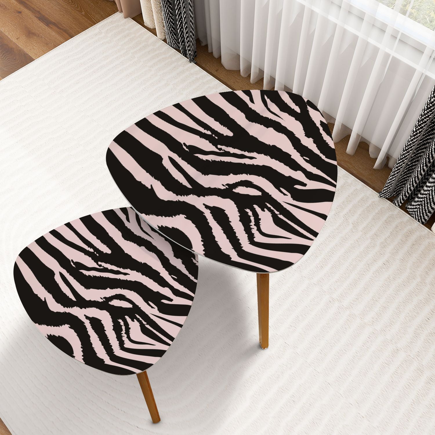 Triangle Nesting Coffee Table Set of 2 pattern texture tiger zebra ...