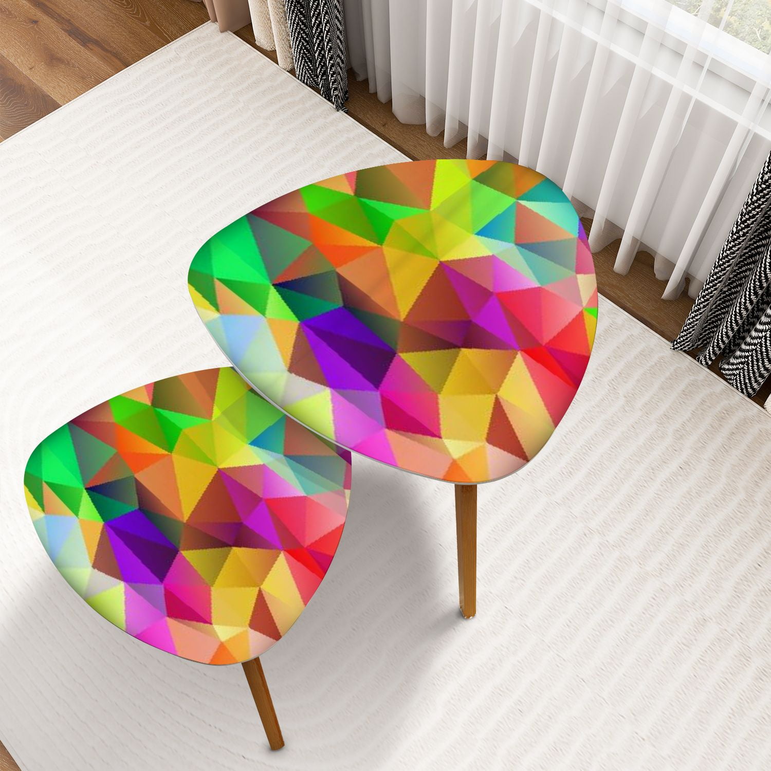Triangle Nesting Coffee Table Set of 2 polygonal geometric triangle ...