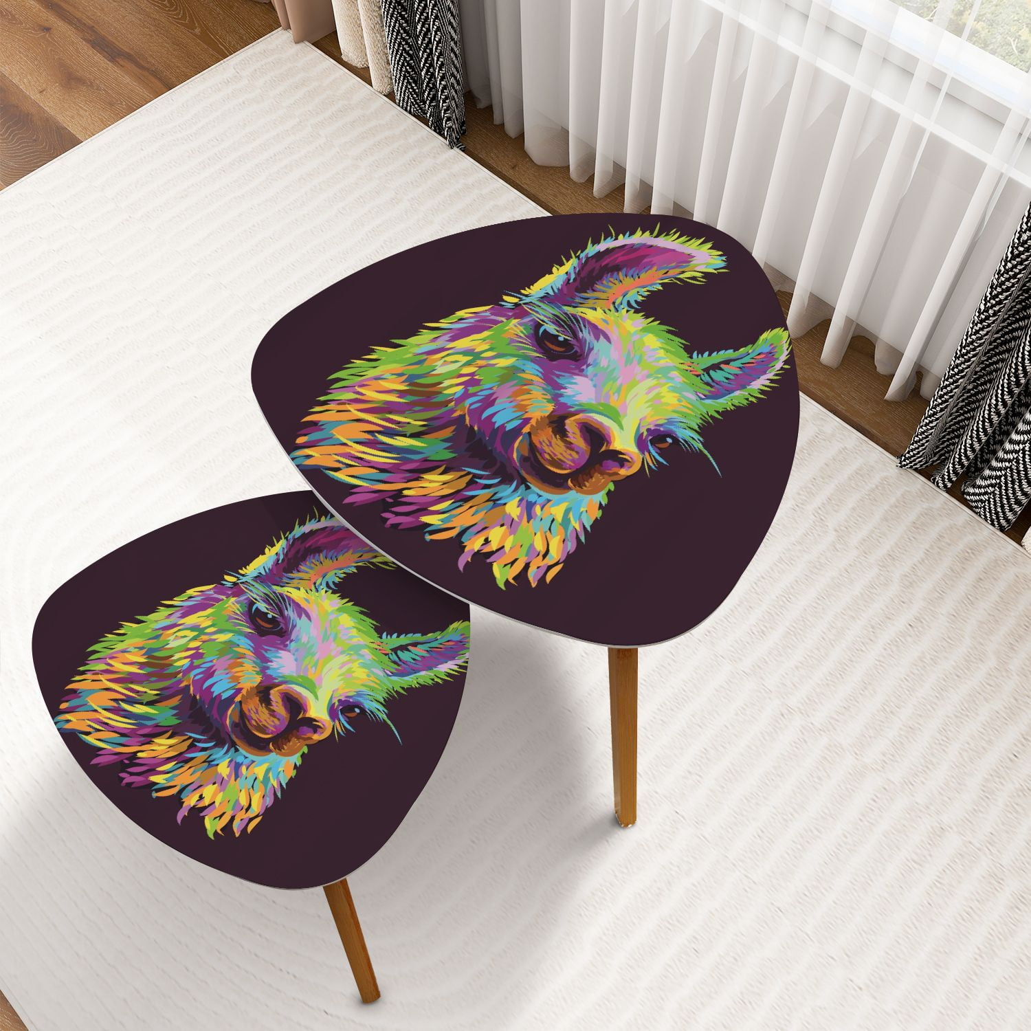 Triangle Nesting Coffee Table Set of 2 portrait Abstract hand drawn ...
