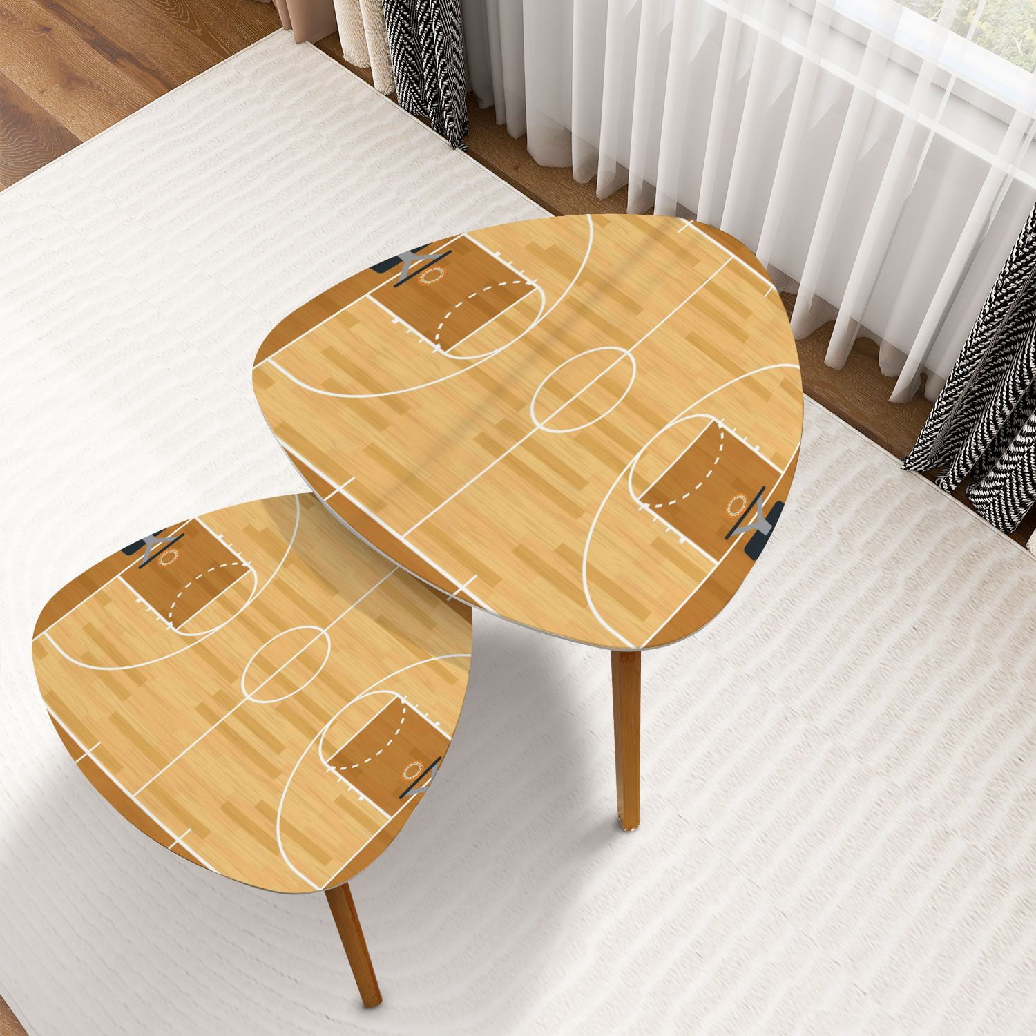 Triangle Nesting Coffee Table Set of 2 realistic hardwood textured ...
