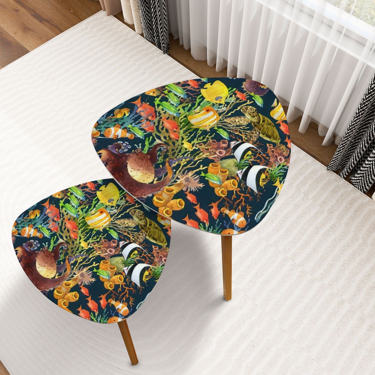 Triangle Nesting Coffee Table Set of 2 sea fish seamless underwater ...