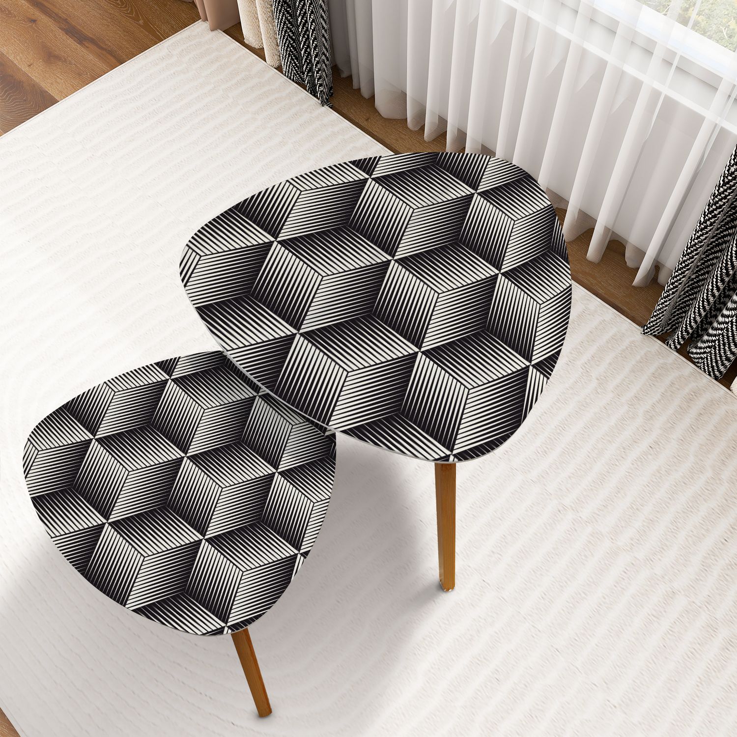 Triangle Nesting Coffee Table Set of 2 seamless Modern stylish abstract ...