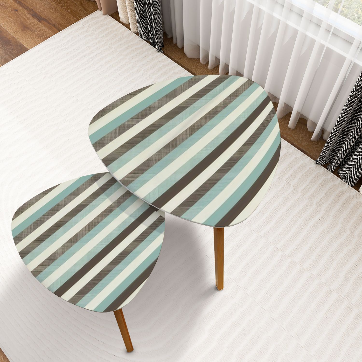 Triangle Nesting Coffee Table Set of 2 seamless abstract brow beige ...