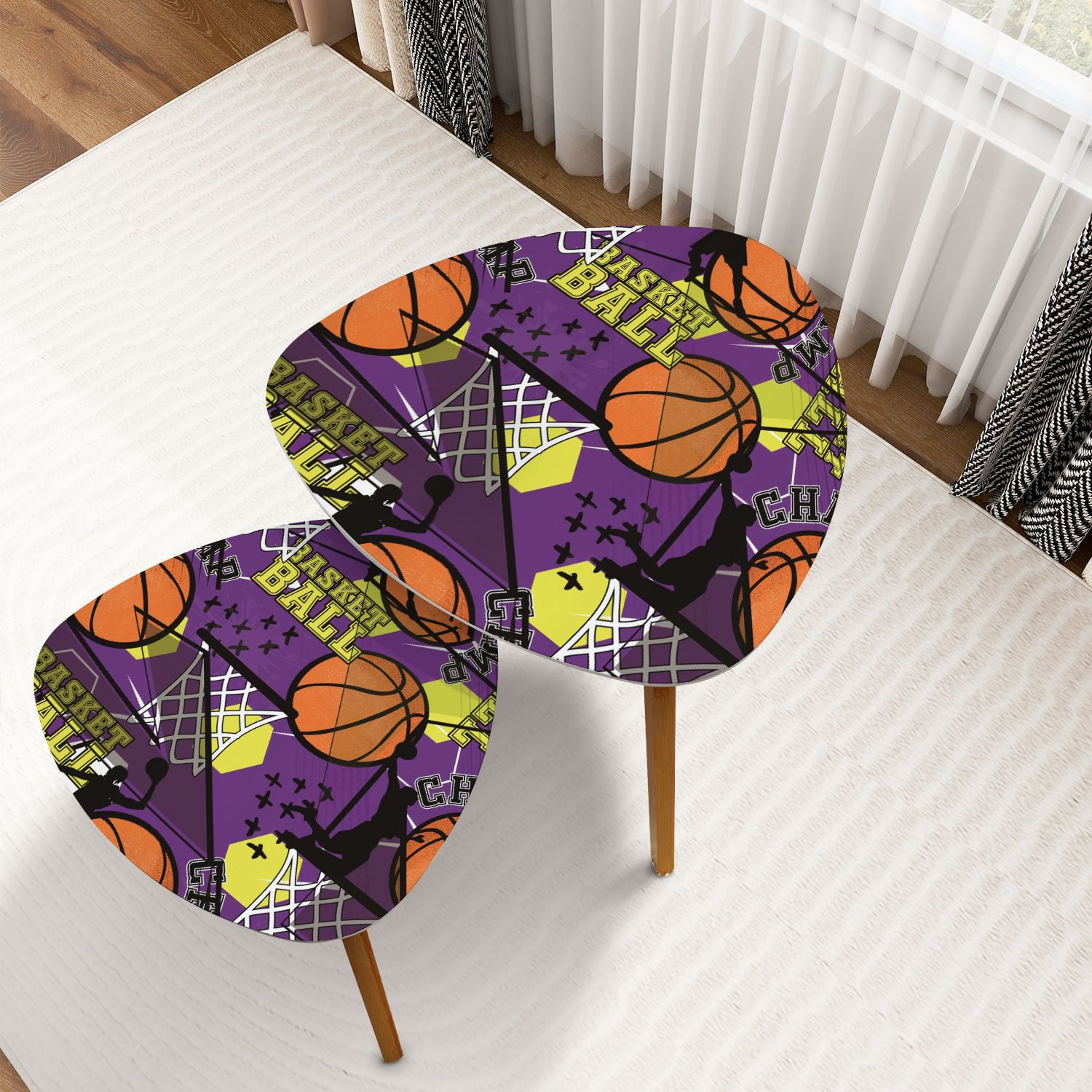 Triangle Nesting Coffee Table Set of 2 seamless basketball pattern ...