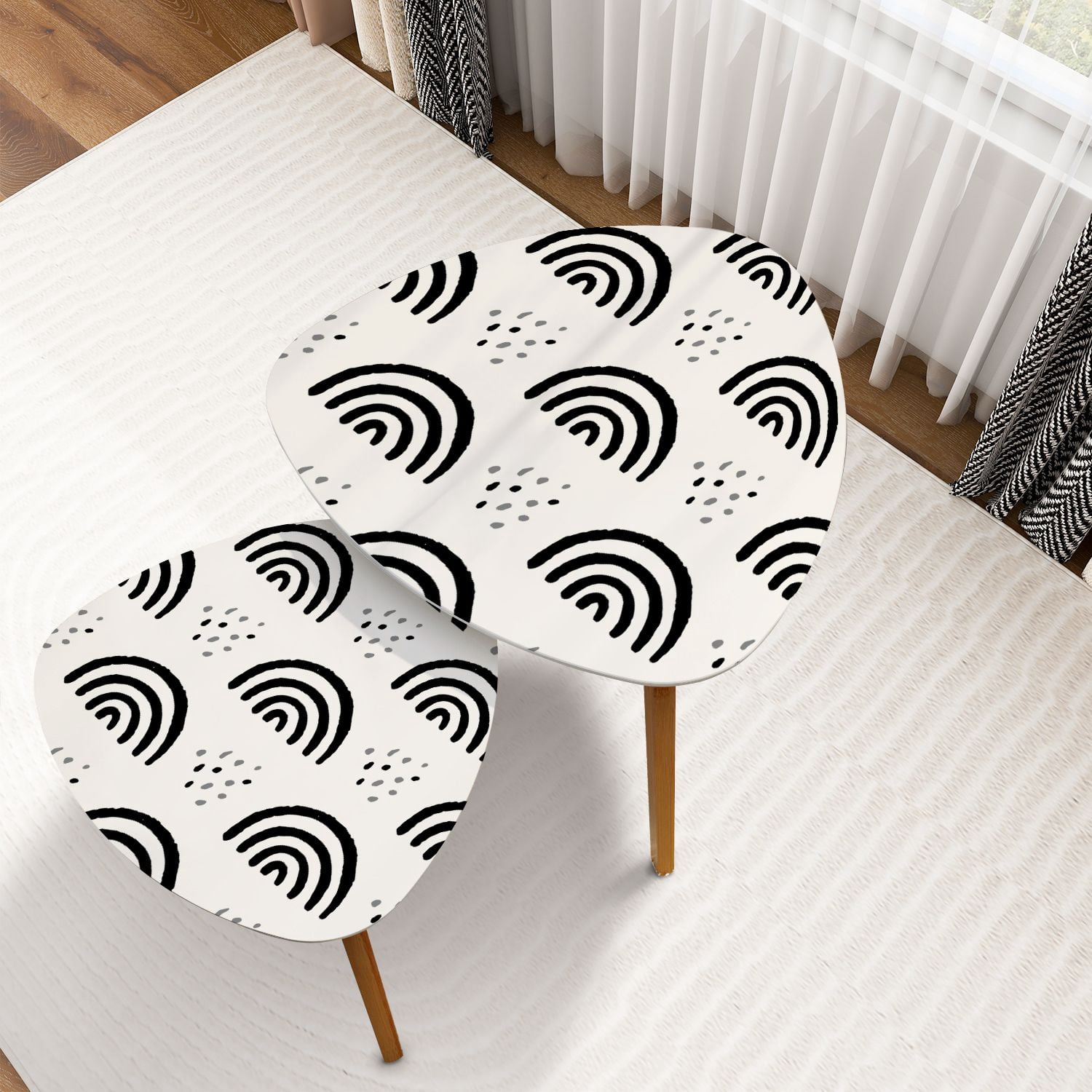 Triangle Nesting Coffee Table Set of 2 seamless geometric pattern hand ...