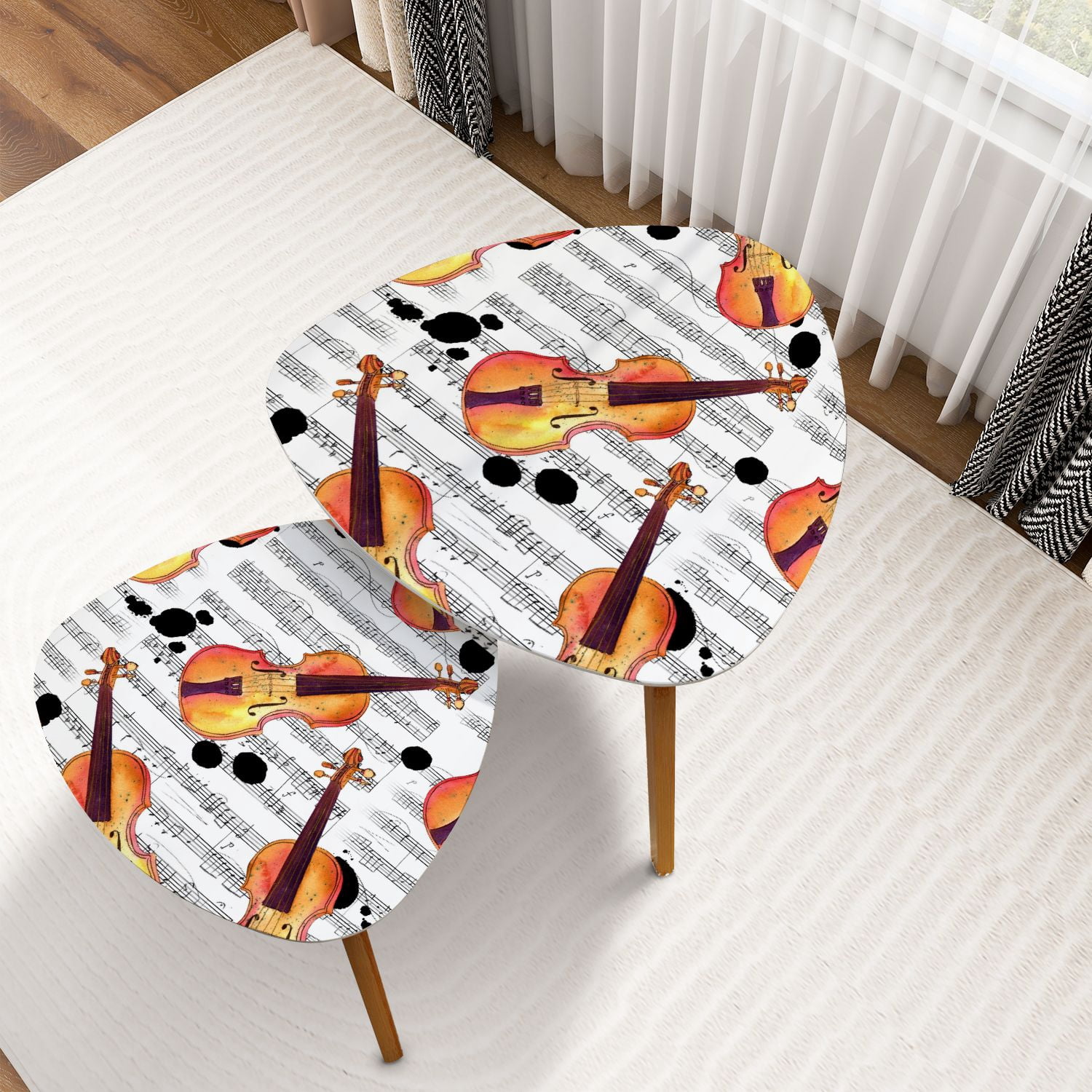 Triangle Nesting Coffee Table Set of 2 seamless hand drawn violins ...