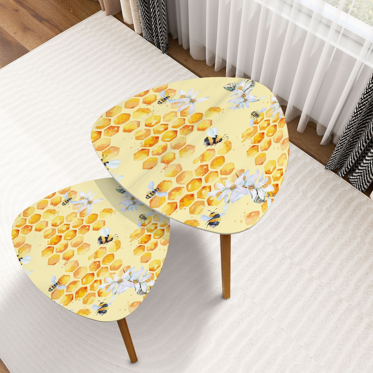 Triangle Nesting Coffee Table Set of 2 seamless pattern bees honeycomb ...