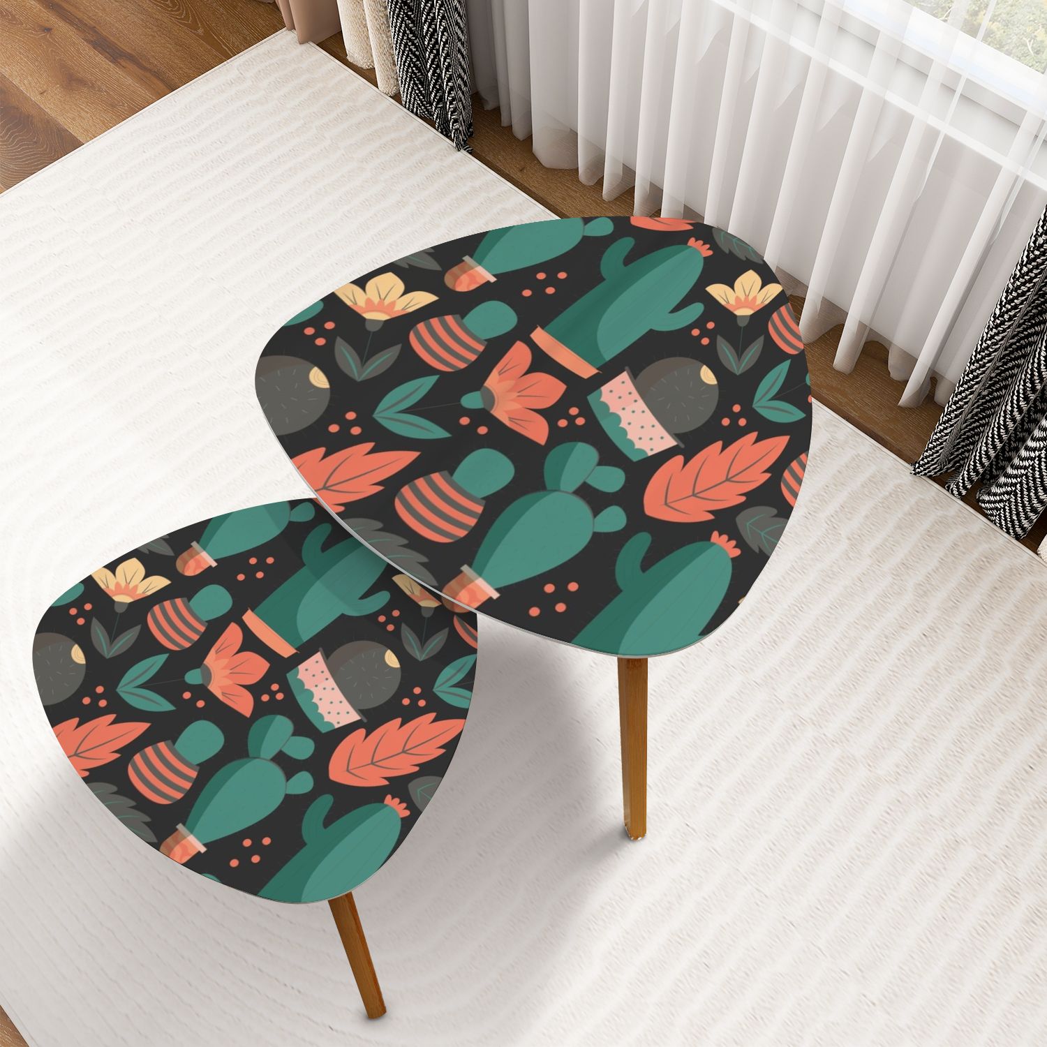 Triangle Nesting Coffee Table Set of 2 seamless pattern cactus ...