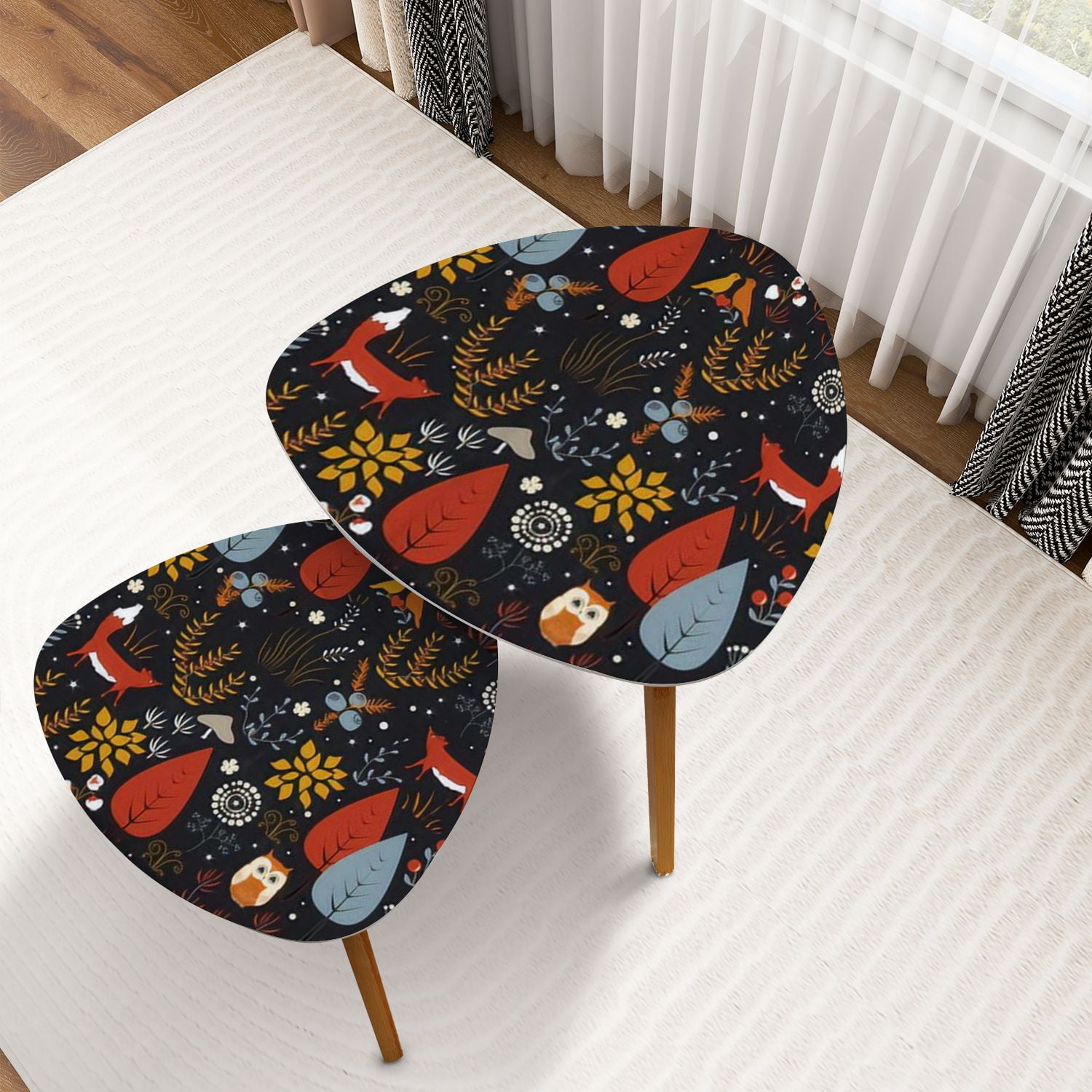Triangle Nesting Coffee Table Set of 2 seamless pattern forest plants ...