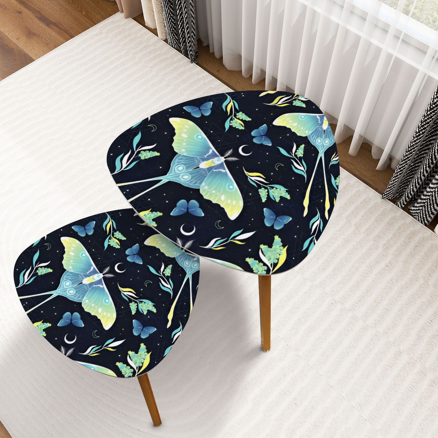 Triangle Nesting Coffee Table Set of 2 seamless pattern moon stars ...