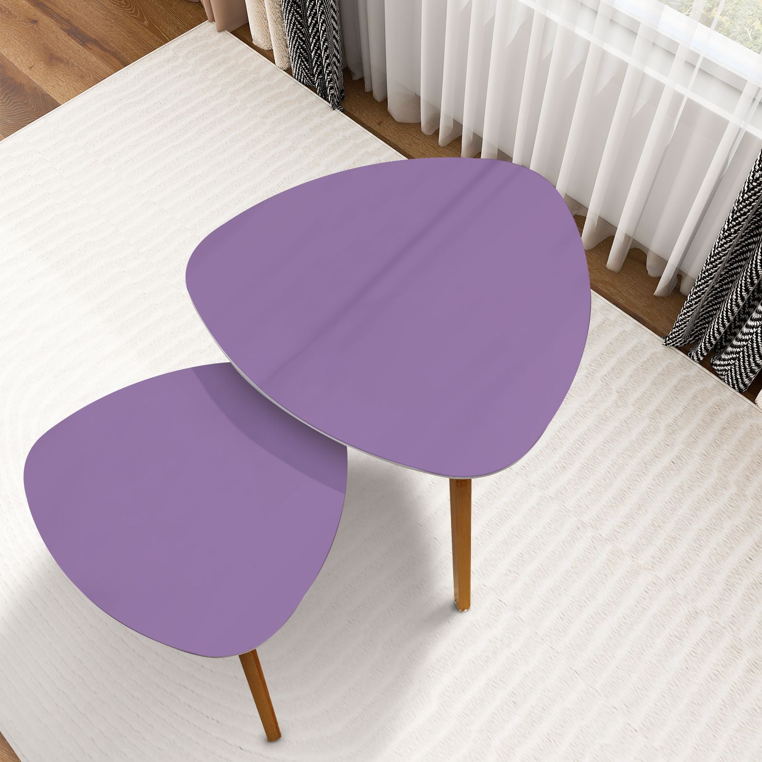 Triangle Nesting Coffee Table Set of 2 seamless plain Mauve Purple ...