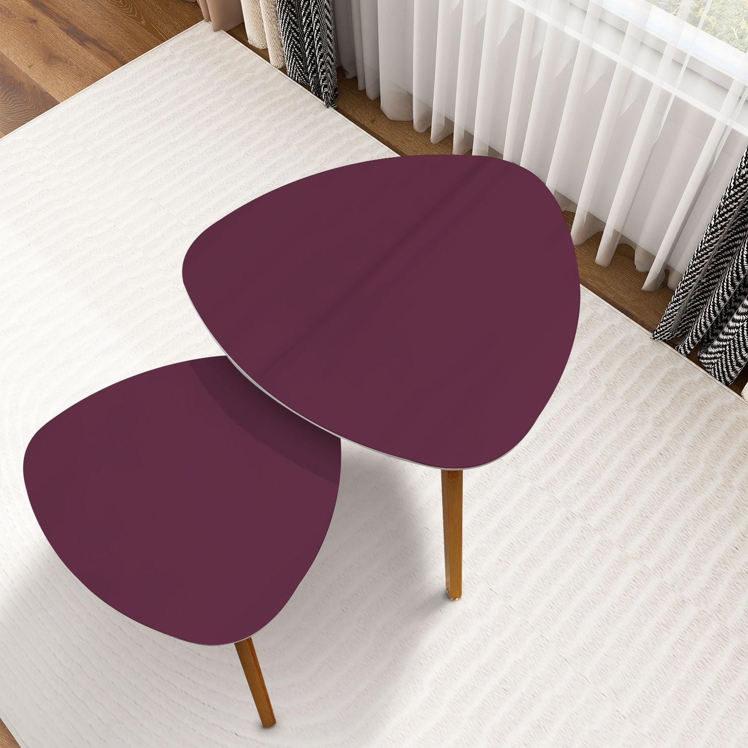 Triangle Nesting Coffee Table Set of 2 seamless plain reddish purple ...