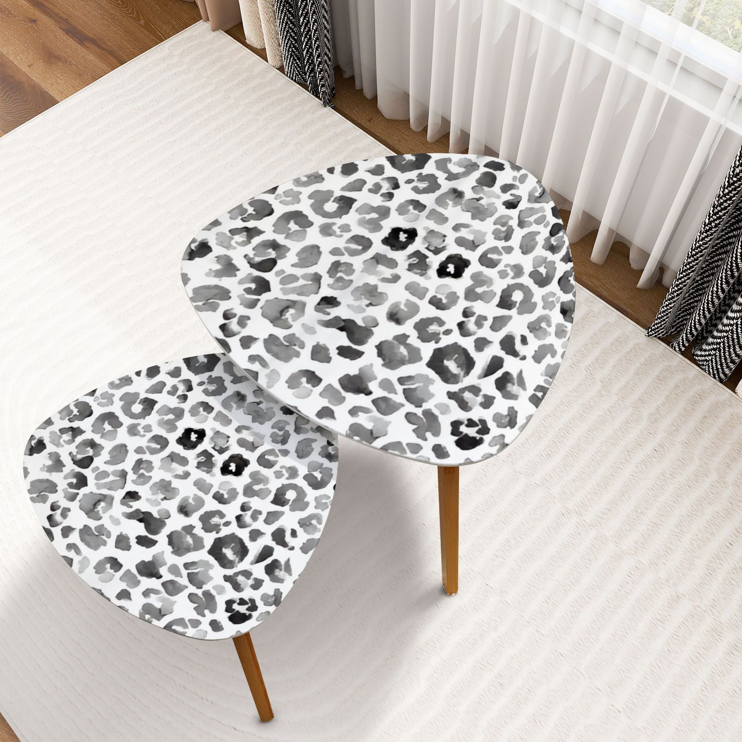 Triangle Nesting Coffee Table Set of 2 seamless repeat pattern Leopard ...