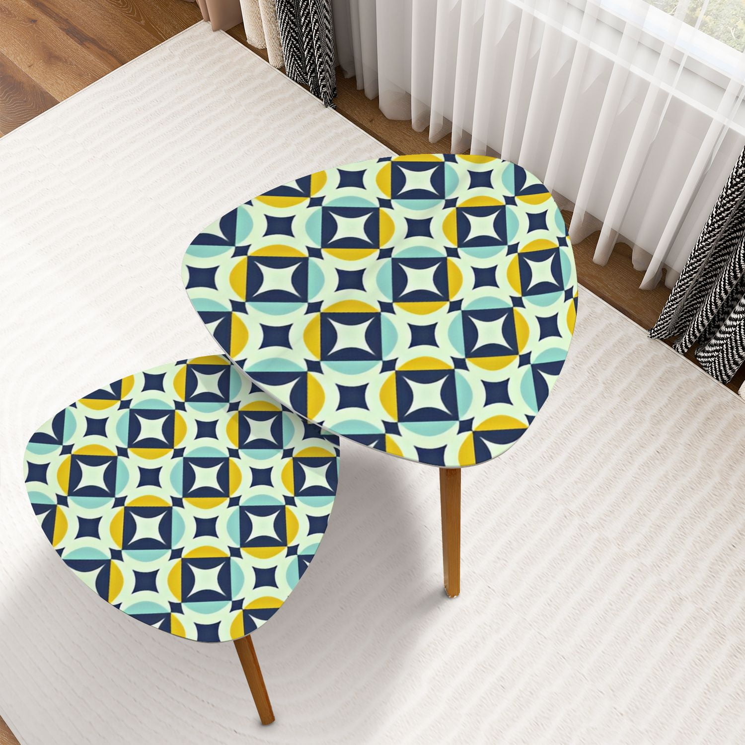 Triangle Nesting Coffee Table Set of 2 seamless retro pattern ...