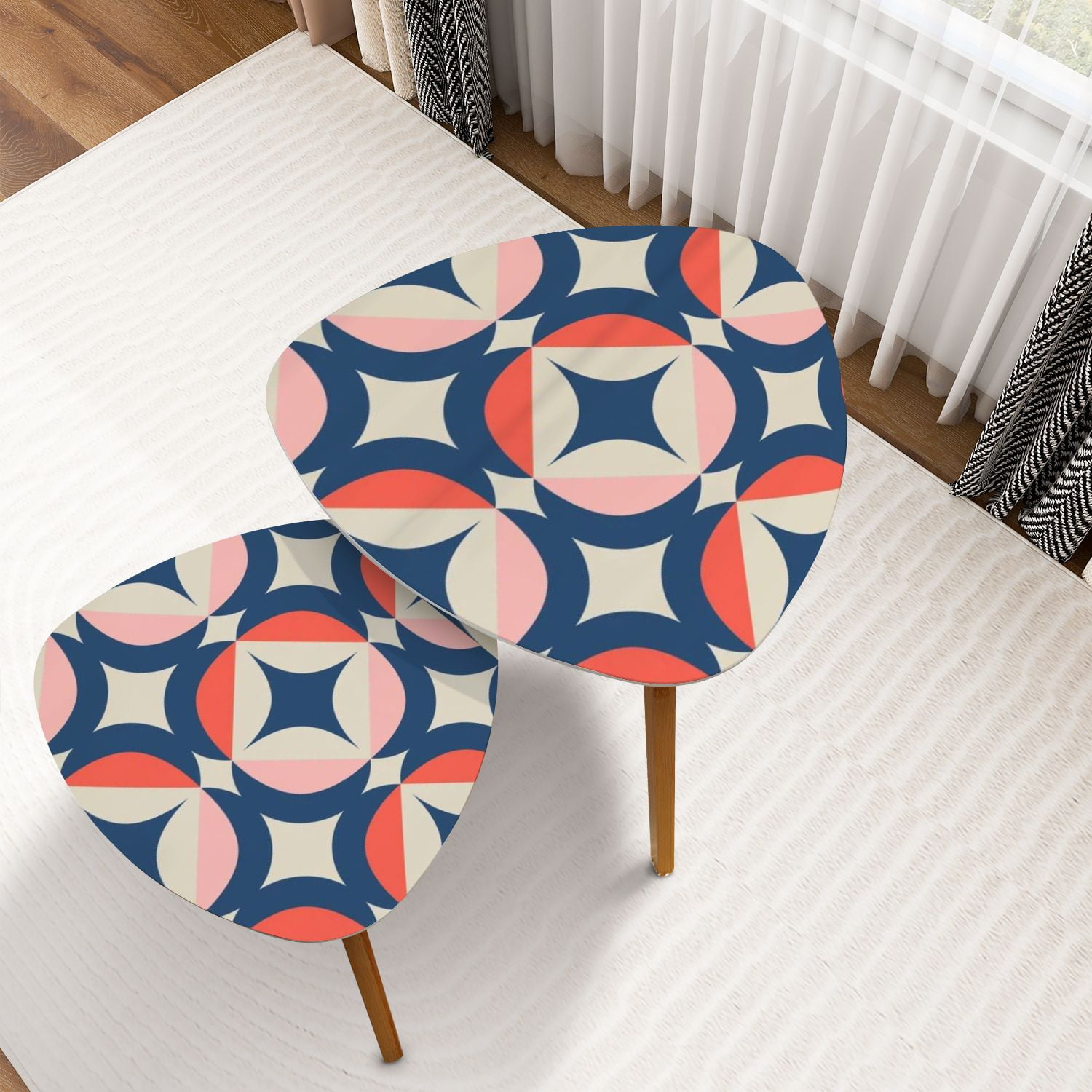 Triangle Nesting Coffee Table Set of 2 seamless retro pattern scandinavian style geometric ...