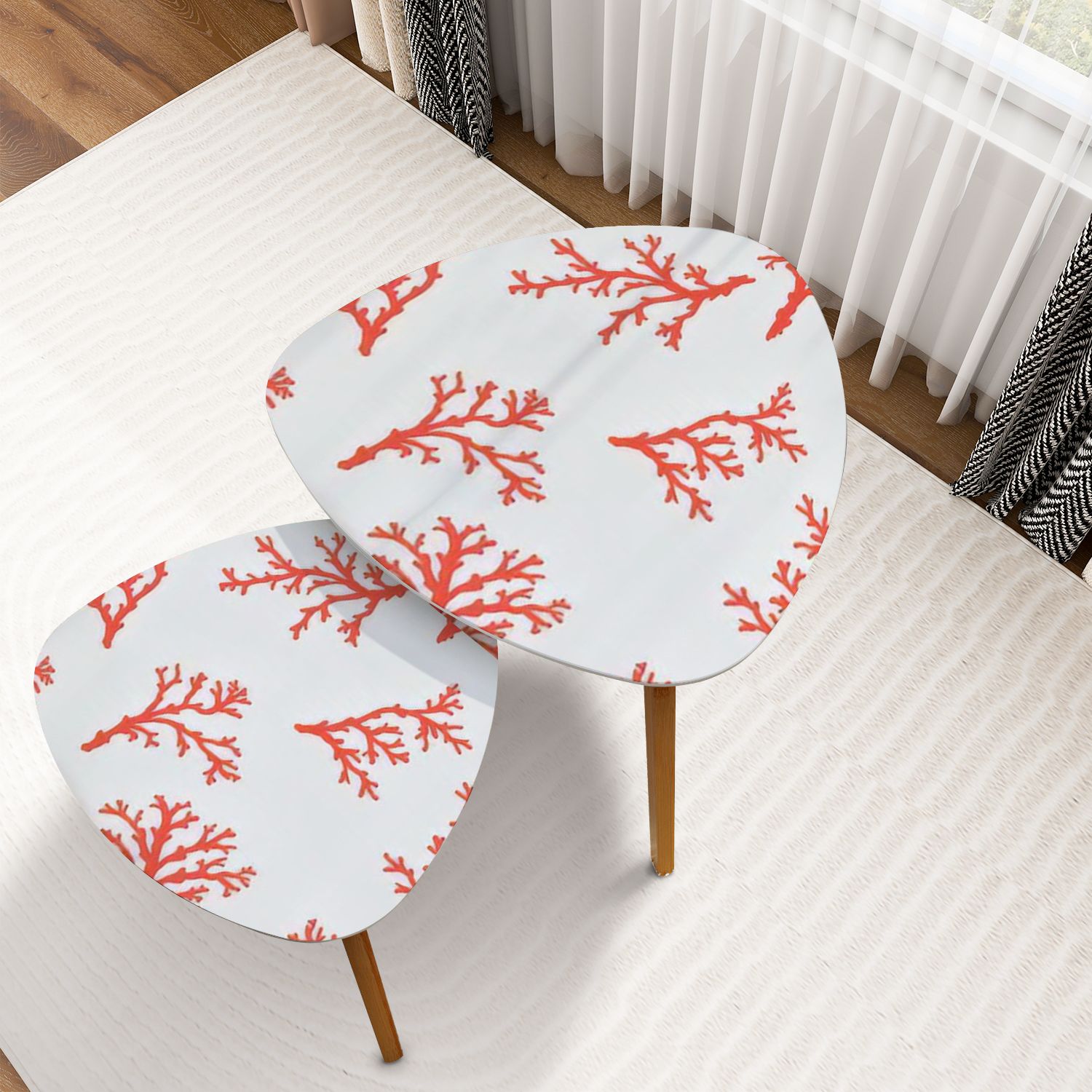 Triangle Nesting Coffee Table Set of 2 seamless sea coral pattern ...