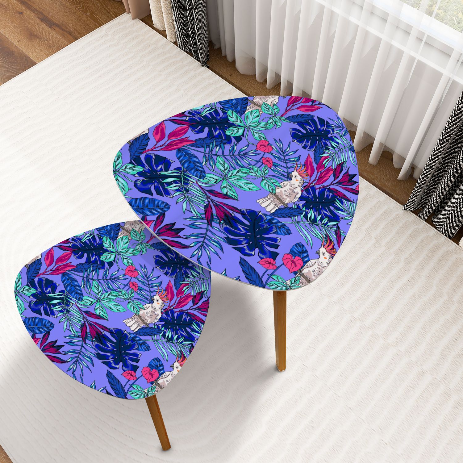 Triangle Nesting Coffee Table Set of 2 seamless vibrant tropical ...