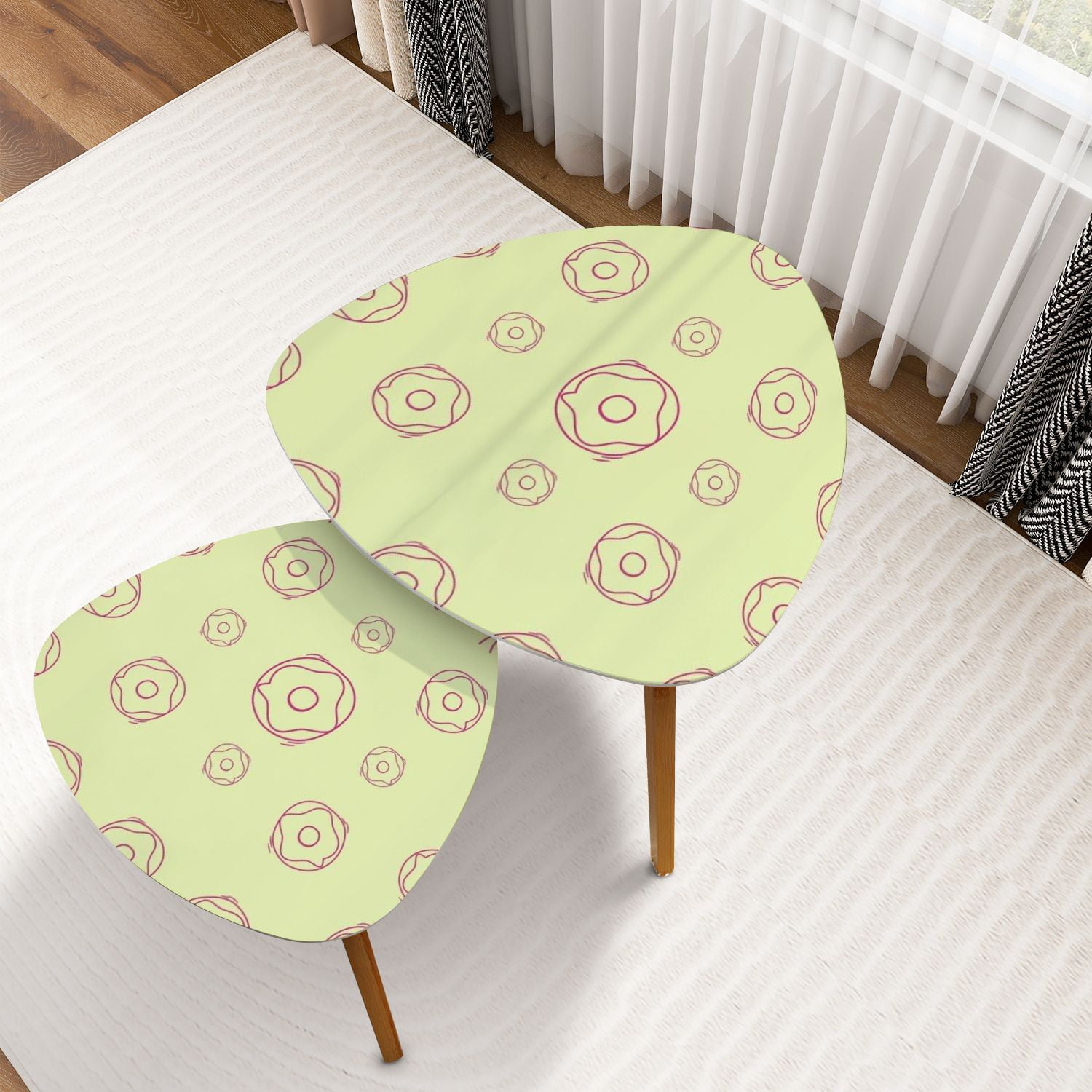 Triangle Nesting Coffee Table Set of 2 simple sweet donut pattern ...