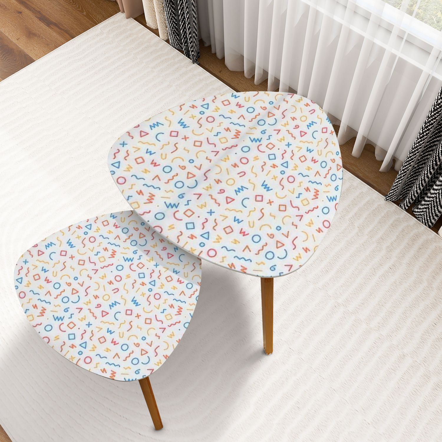 Triangle Nesting Coffee Table Set of 2 style seamless pattern Abstract ...