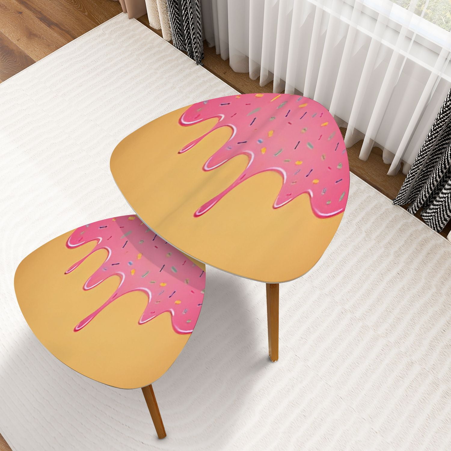 Triangle Nesting Coffee Table Set of 2 sweet pink melting donut glaze ...