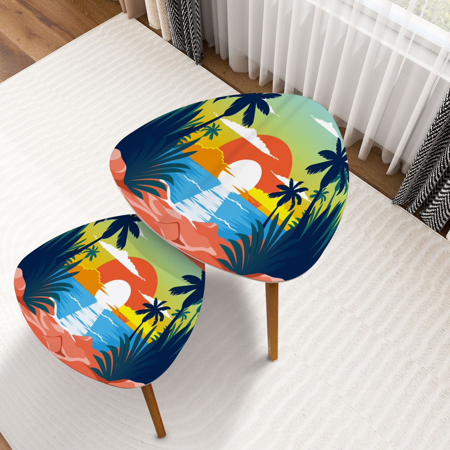 Triangle Nesting Coffee Table Set of 2 tropical summer beach ocean ...