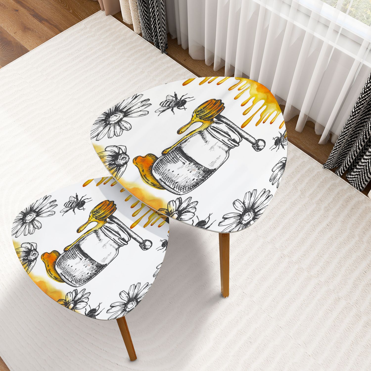 Triangle Nesting Coffee Table Set of 2 vintage drawing honeycombs honey ...